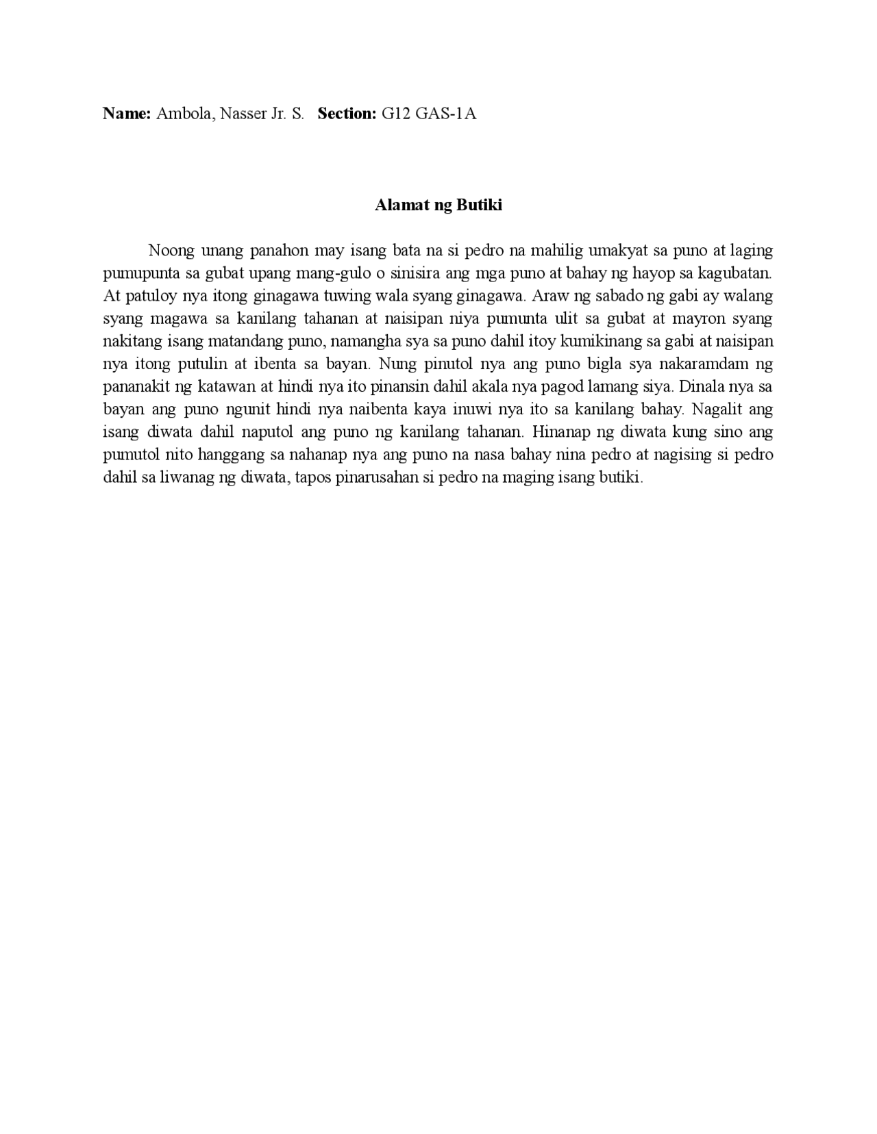 Alamat Stories in Filipino | Essays (high school) History | Docsity