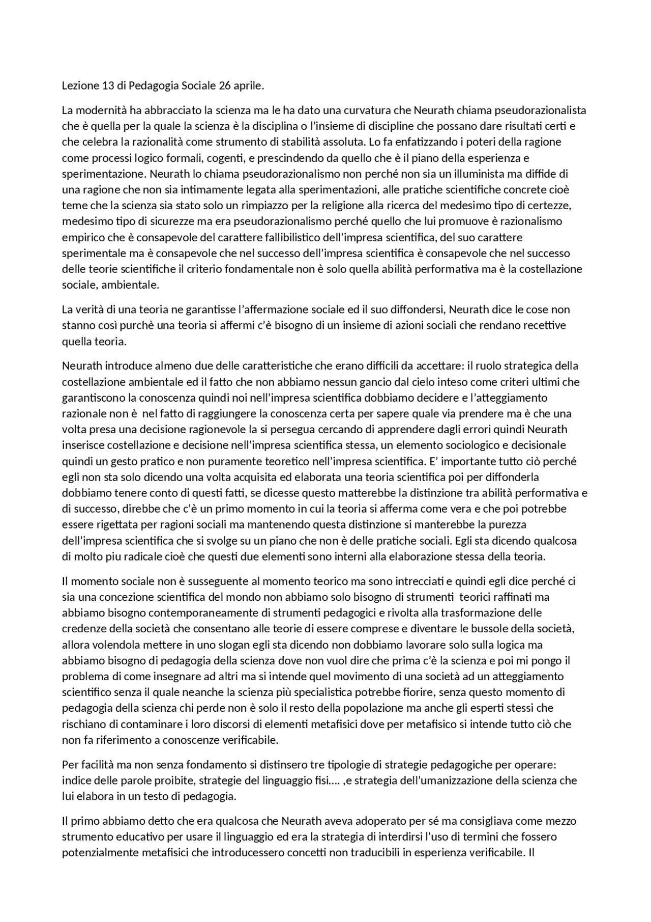 Appunti Lezione Pedagogia Sociale Docsity