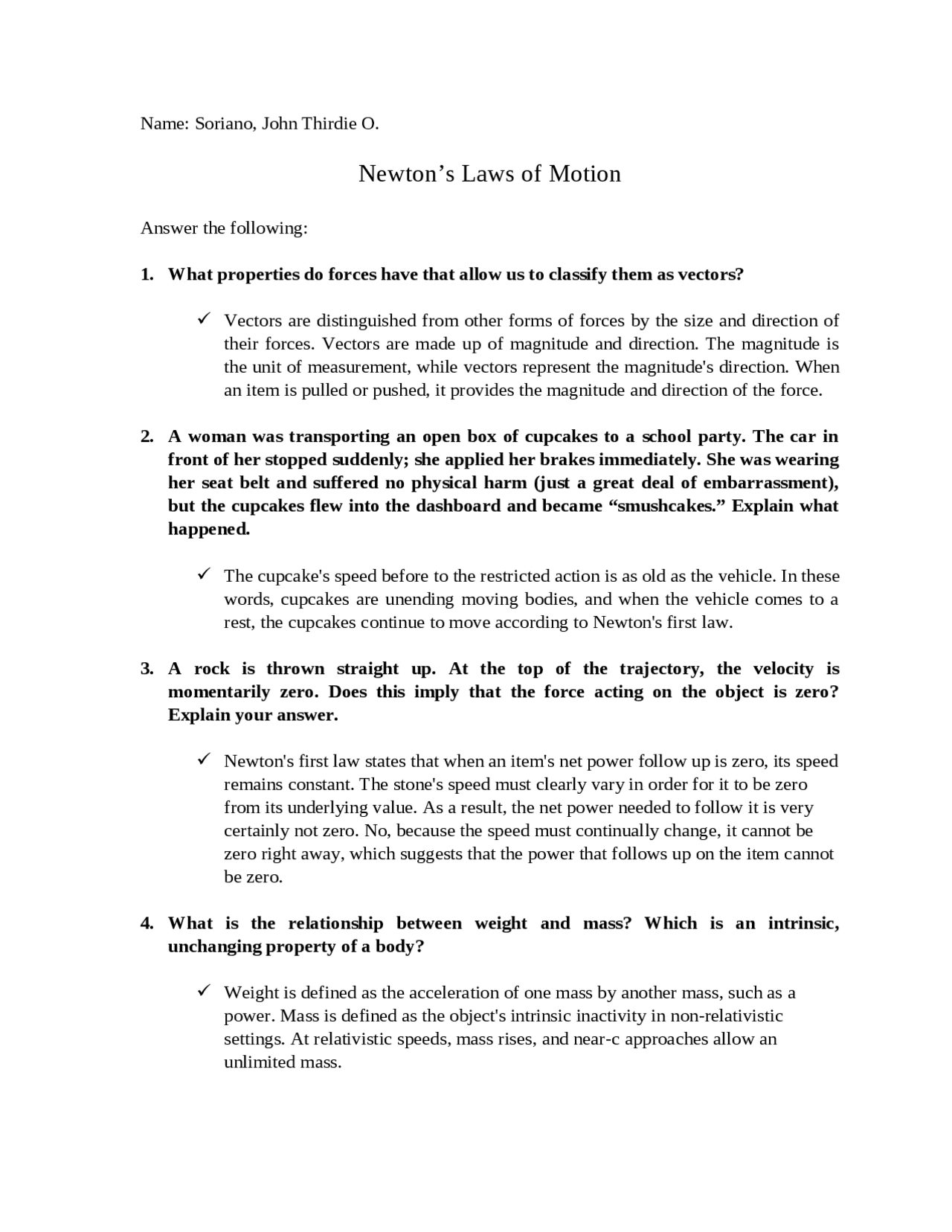 NEWTONS LAW OF MOTION - Docsity