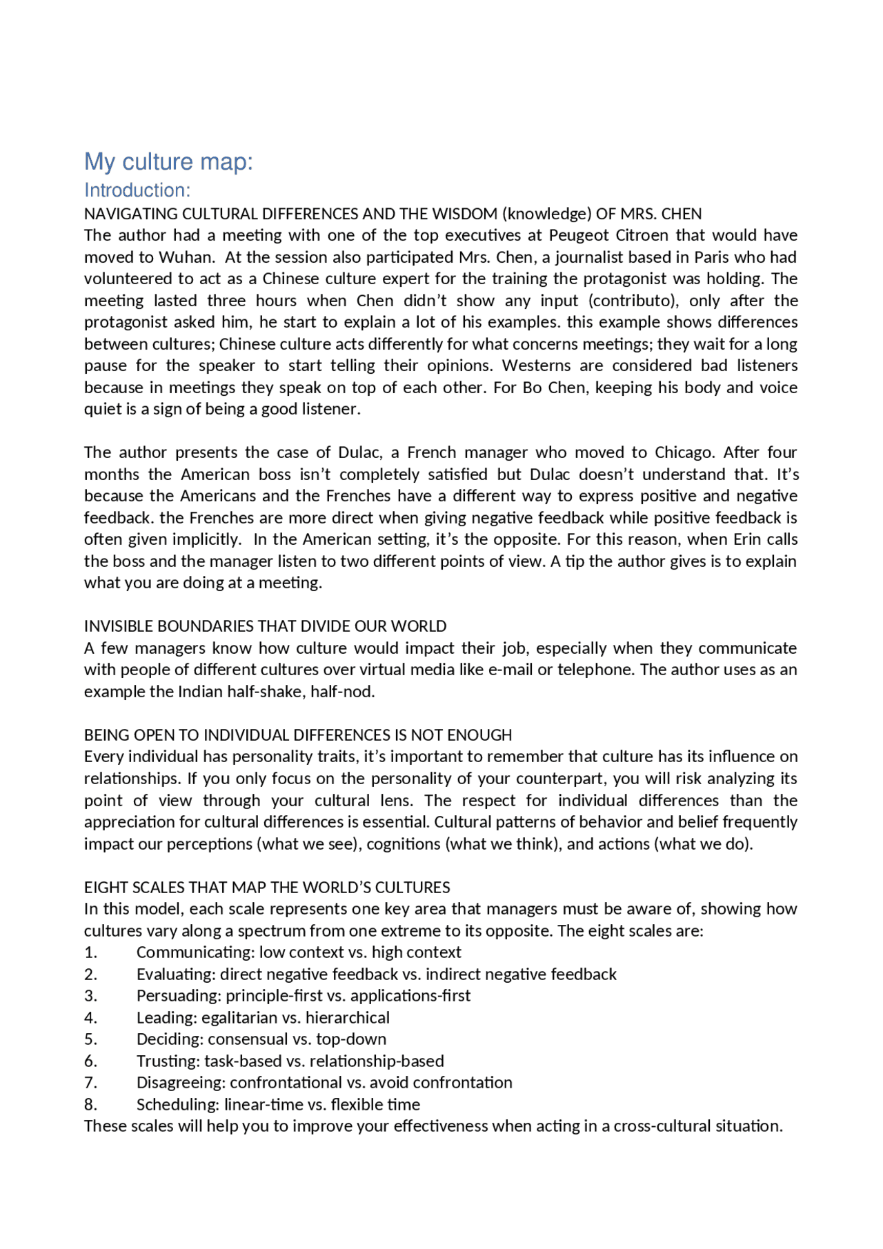 My culture map riassunti - Docsity