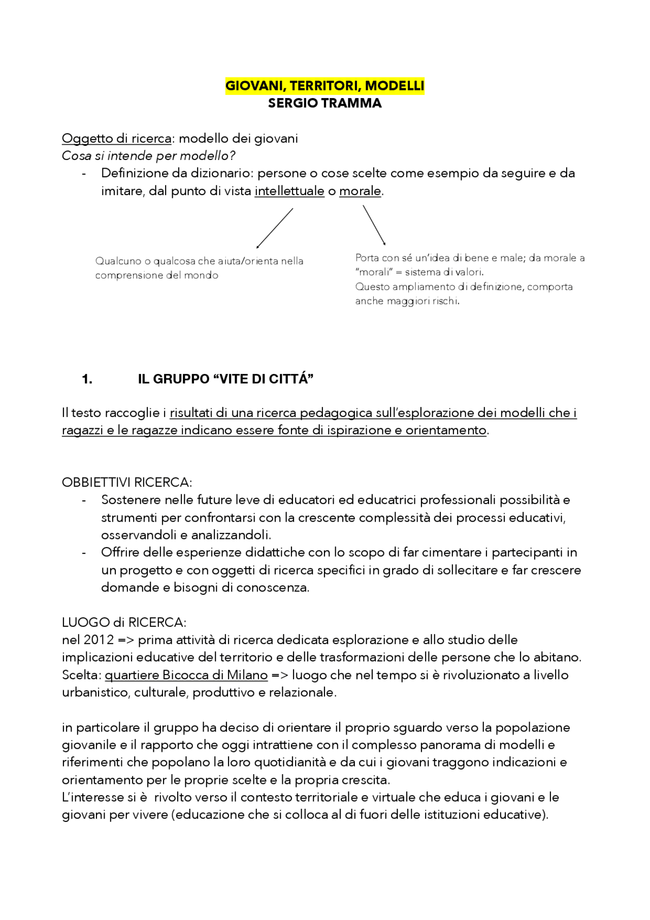 Giovani Modelli E Territorio Docsity