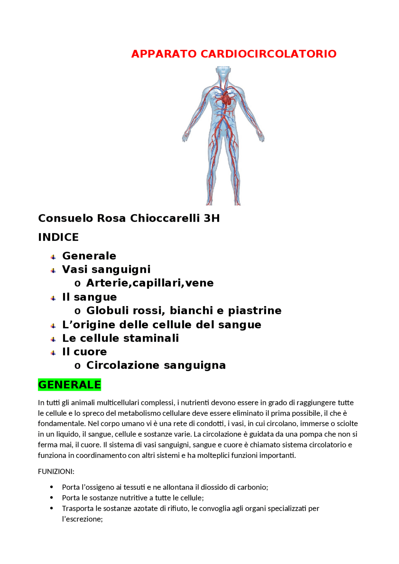 Apparato Cardiocircolatorio Docsity