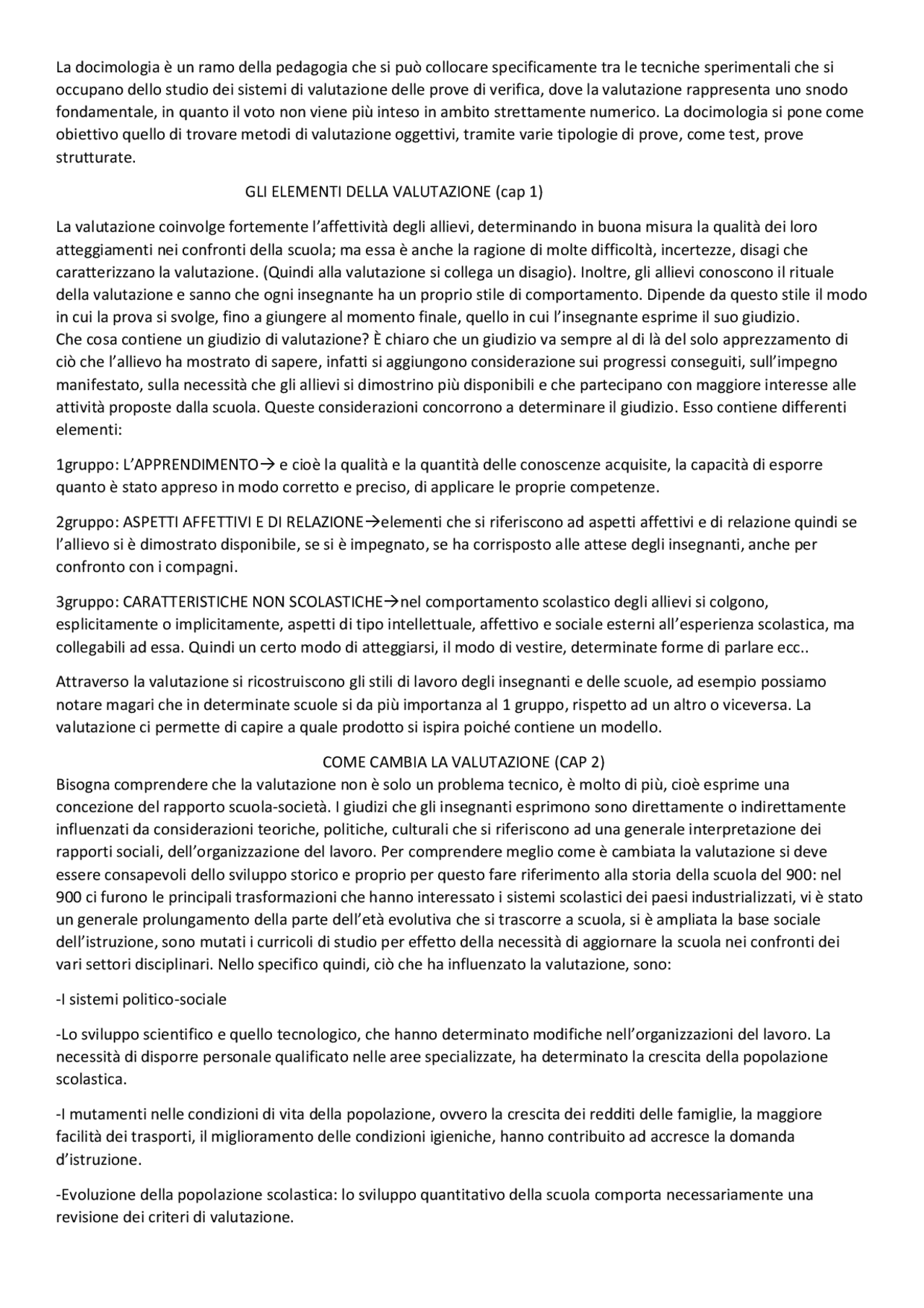 Docimologia Riassunto Docsity