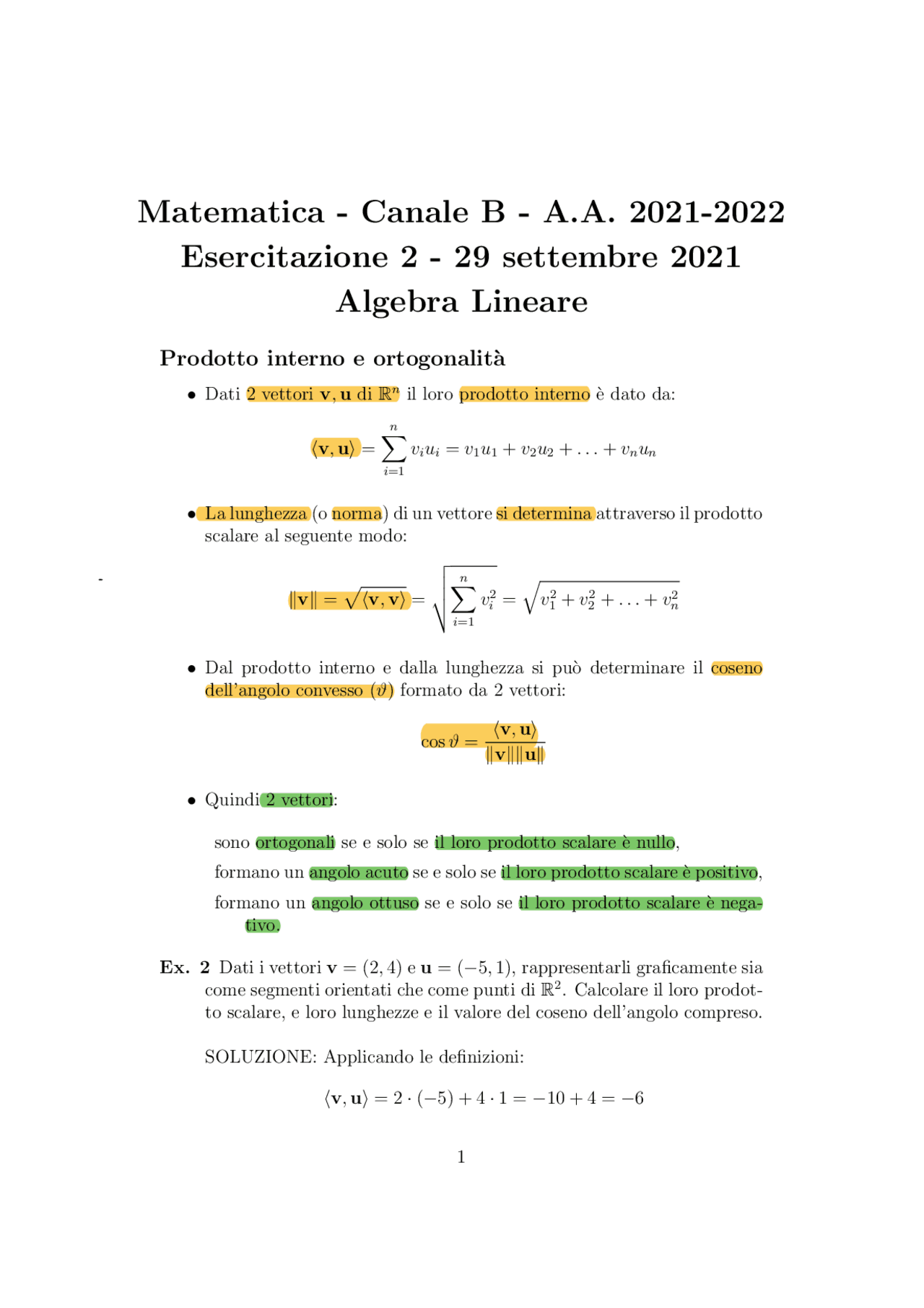 Matematica Generale Docsity
