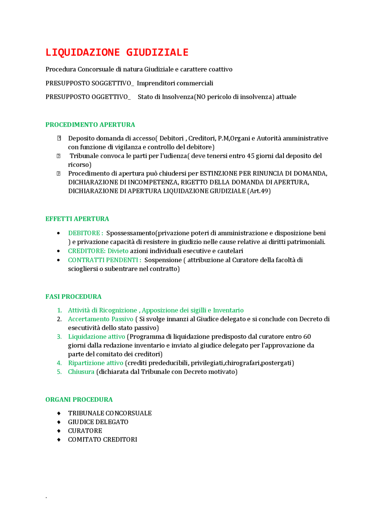 Schemi Diritto Fallimentare Docsity