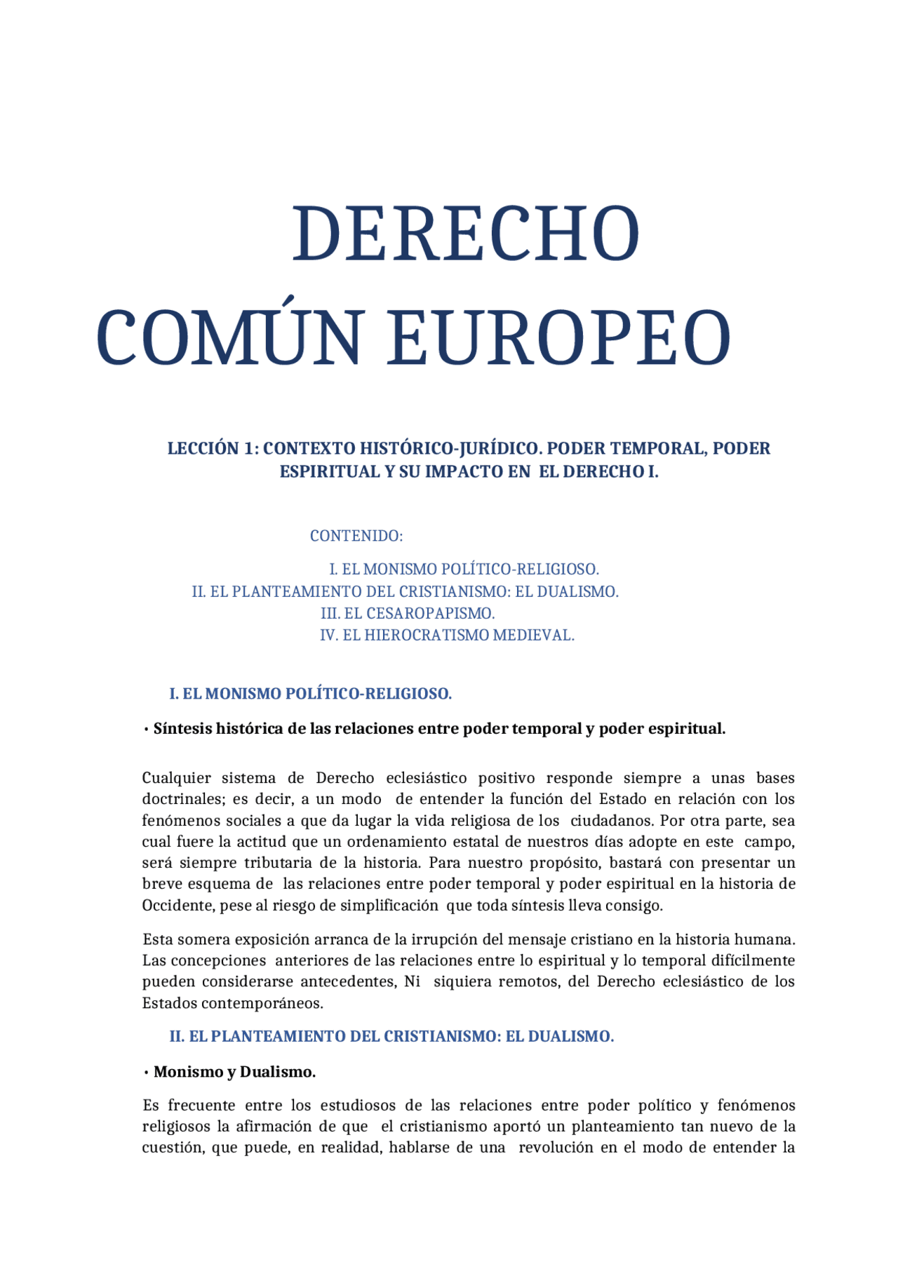 Apuntes Derecho Común Europeo Docsity