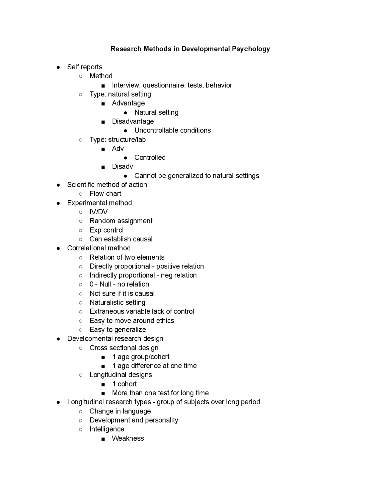 Lifespan Psychology Course Lecture Notes From Presentation Slides Docsity