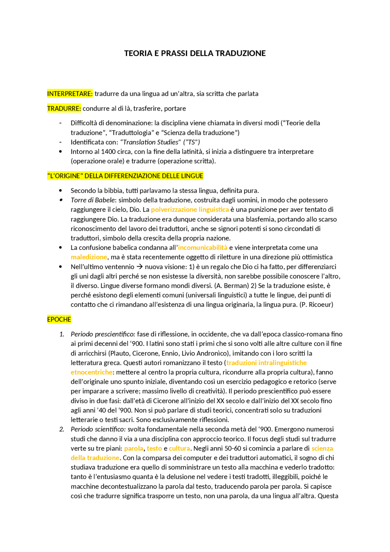 Teoria E Prassi Della Traduzione Docsity