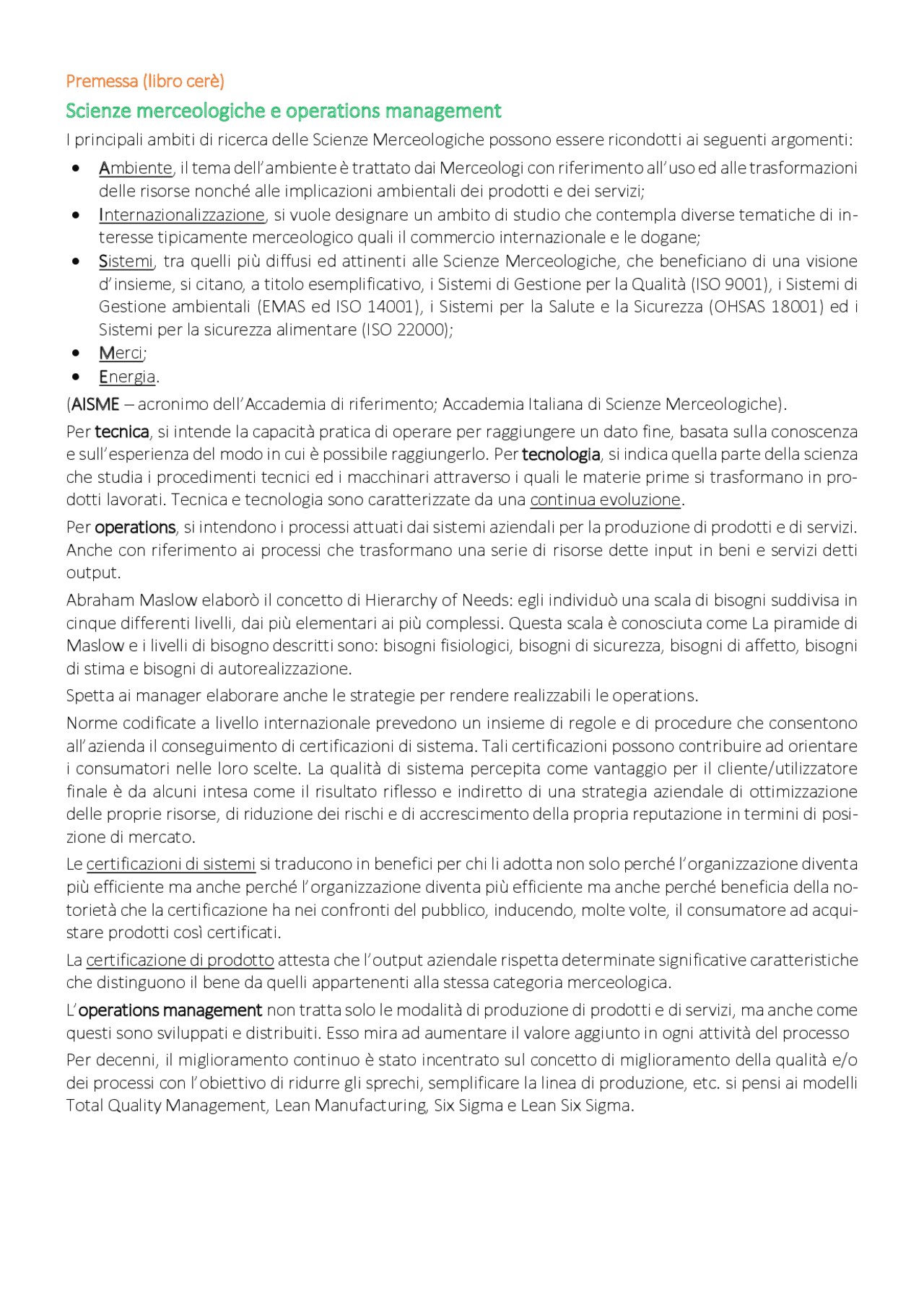 Riassunto Completo Operation Management Docsity