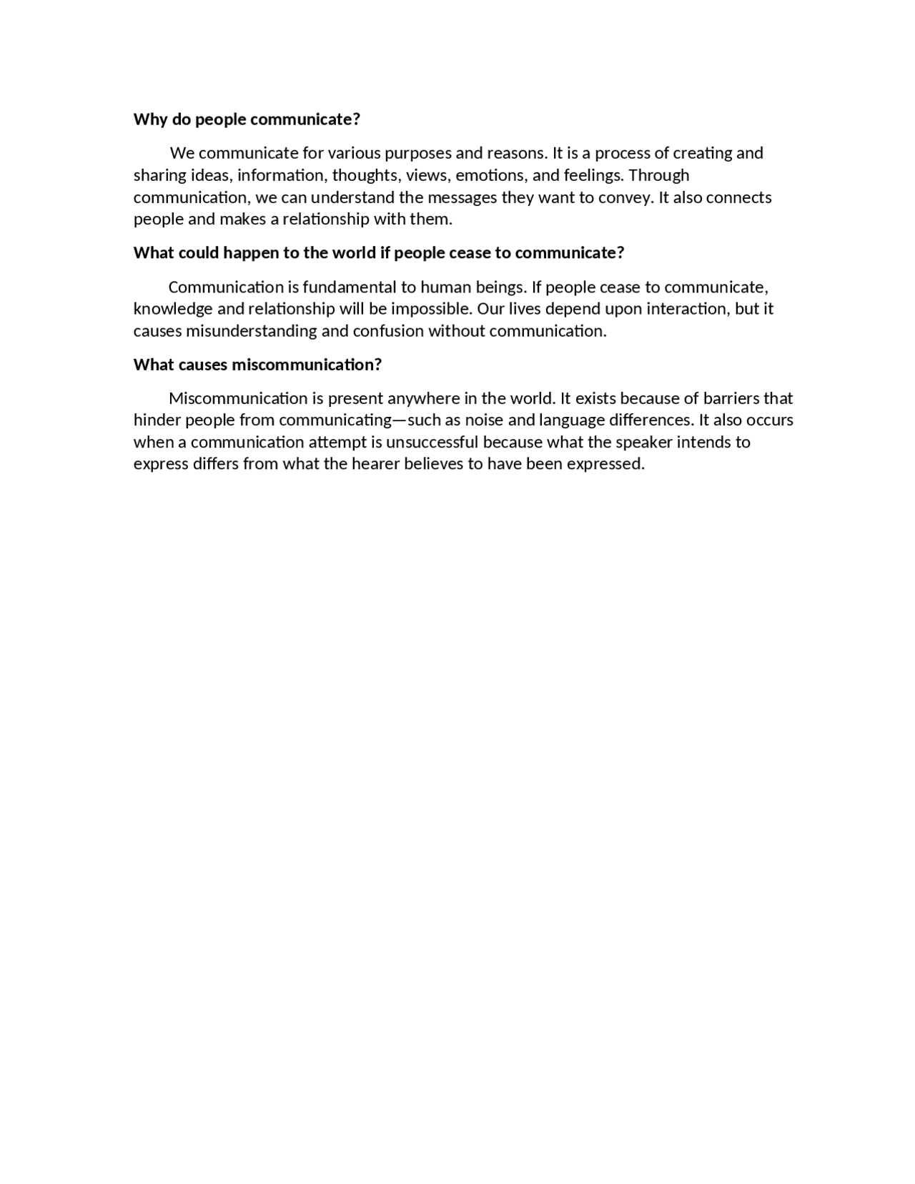 Why do people communicate? | Assignments English Literature | Docsity