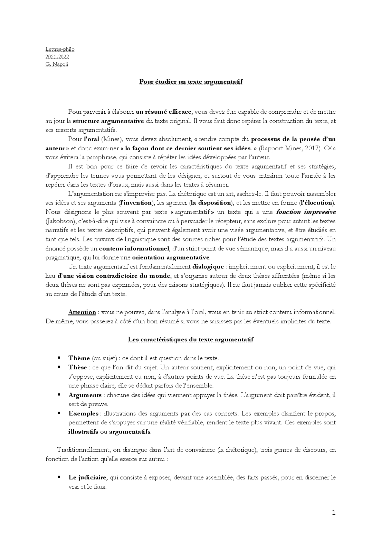 Pour étudier un texte argumentatif - Docsity