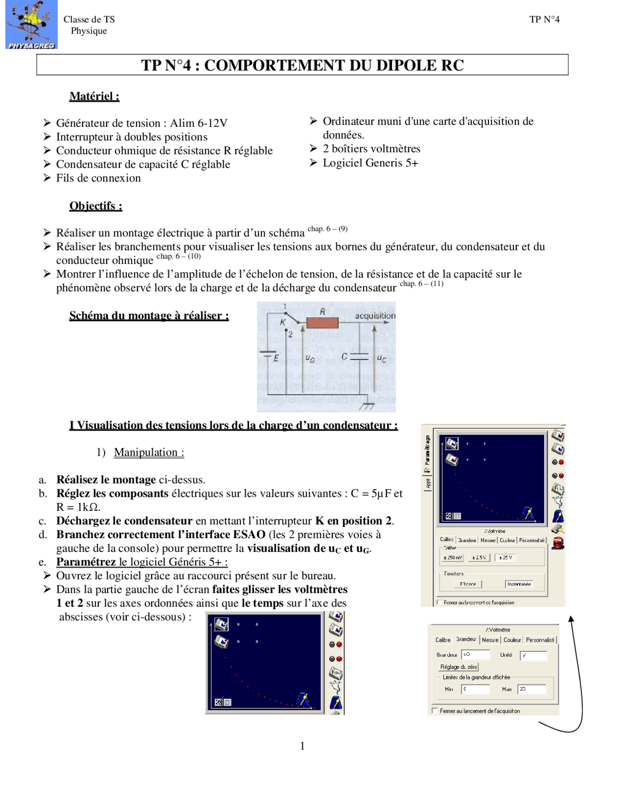 TP N°4 : COMPORTEMENT DU DIPOLE RC - Docsity