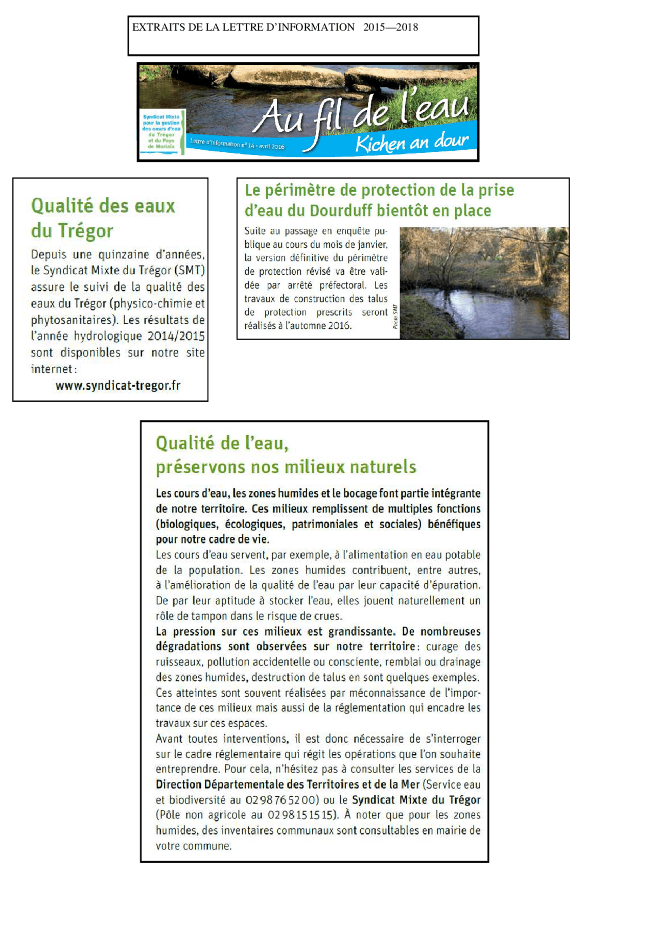 EXTRAITS DE LA LETTRE D'INFORMATION 2015—2018 - Docsity