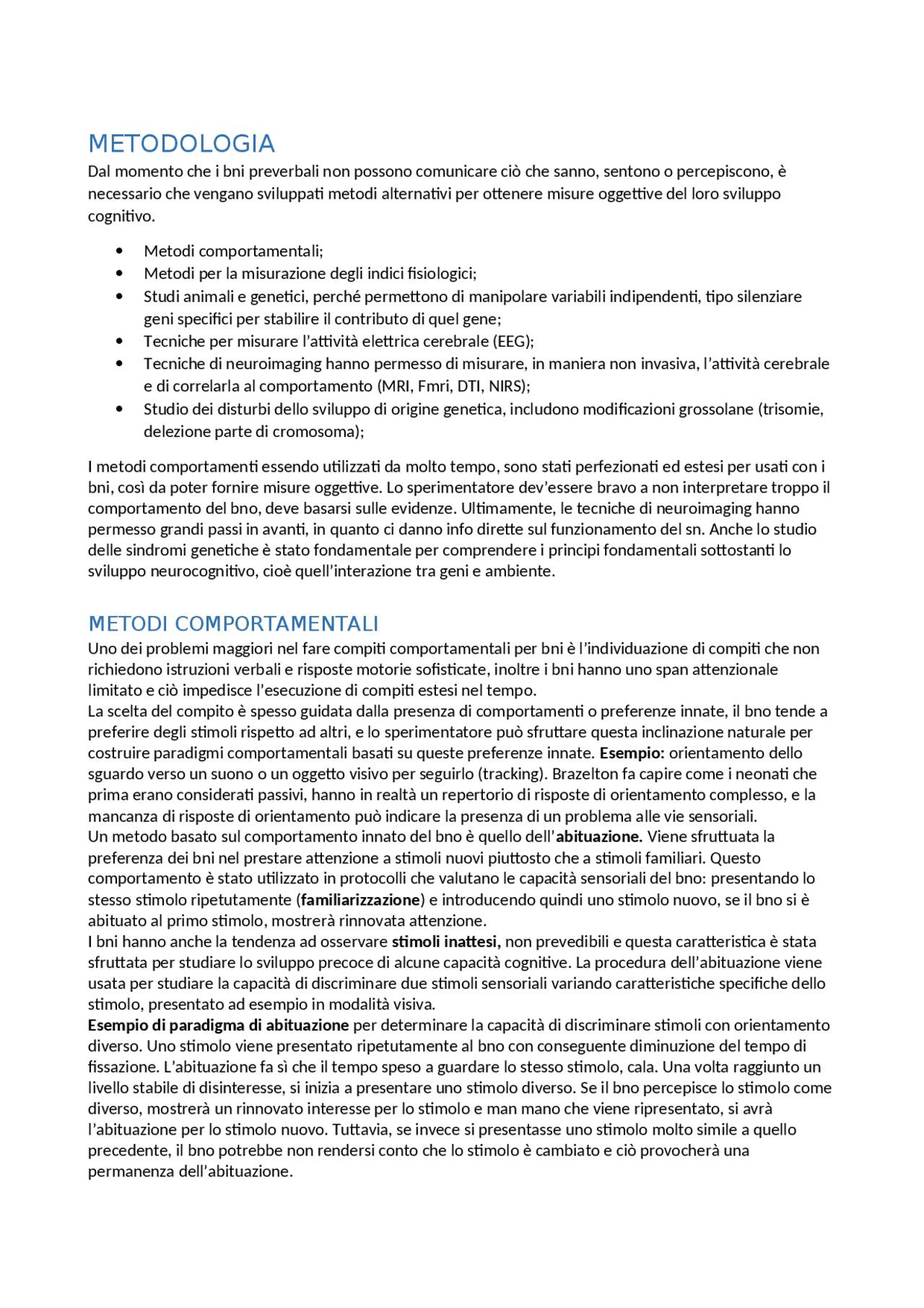 Neuroscienze Dello Sviluppo Docsity