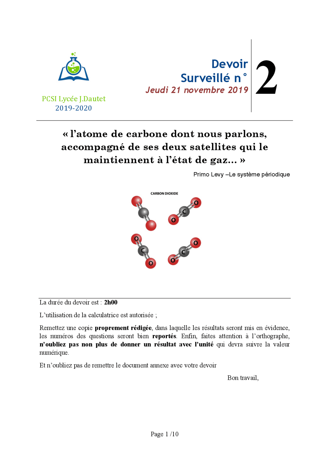 Devoir Surveillé N° Docsity