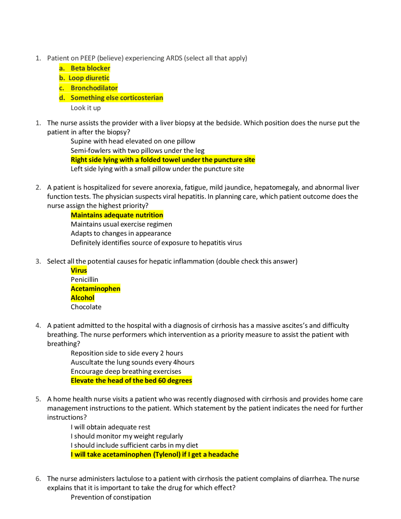 ADULT HEALTH 2 EXAM -REVISION GUIDE.pdf - Docsity