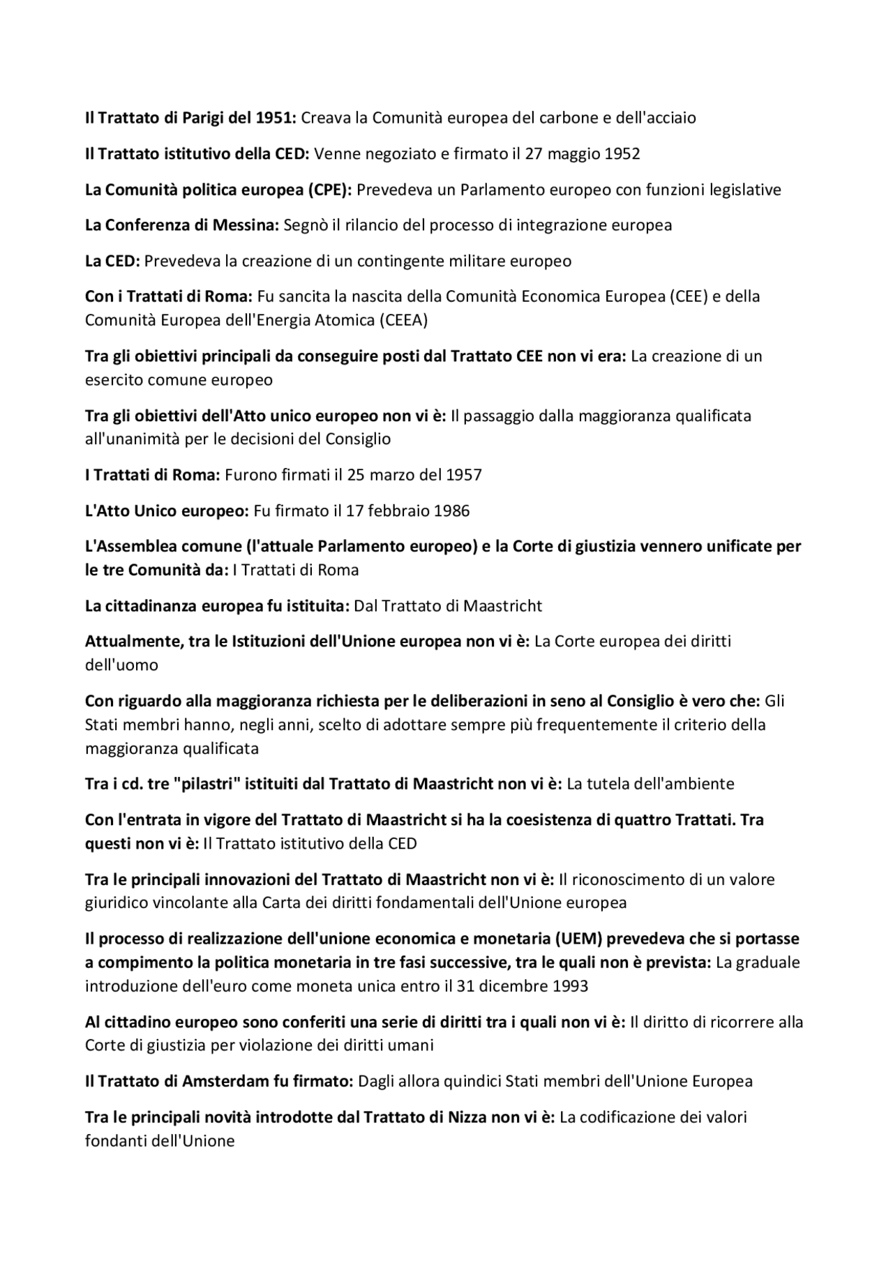 Risposte alle domande multiple diritto dell'Ue prof. Valentina ranaldi - Docsity