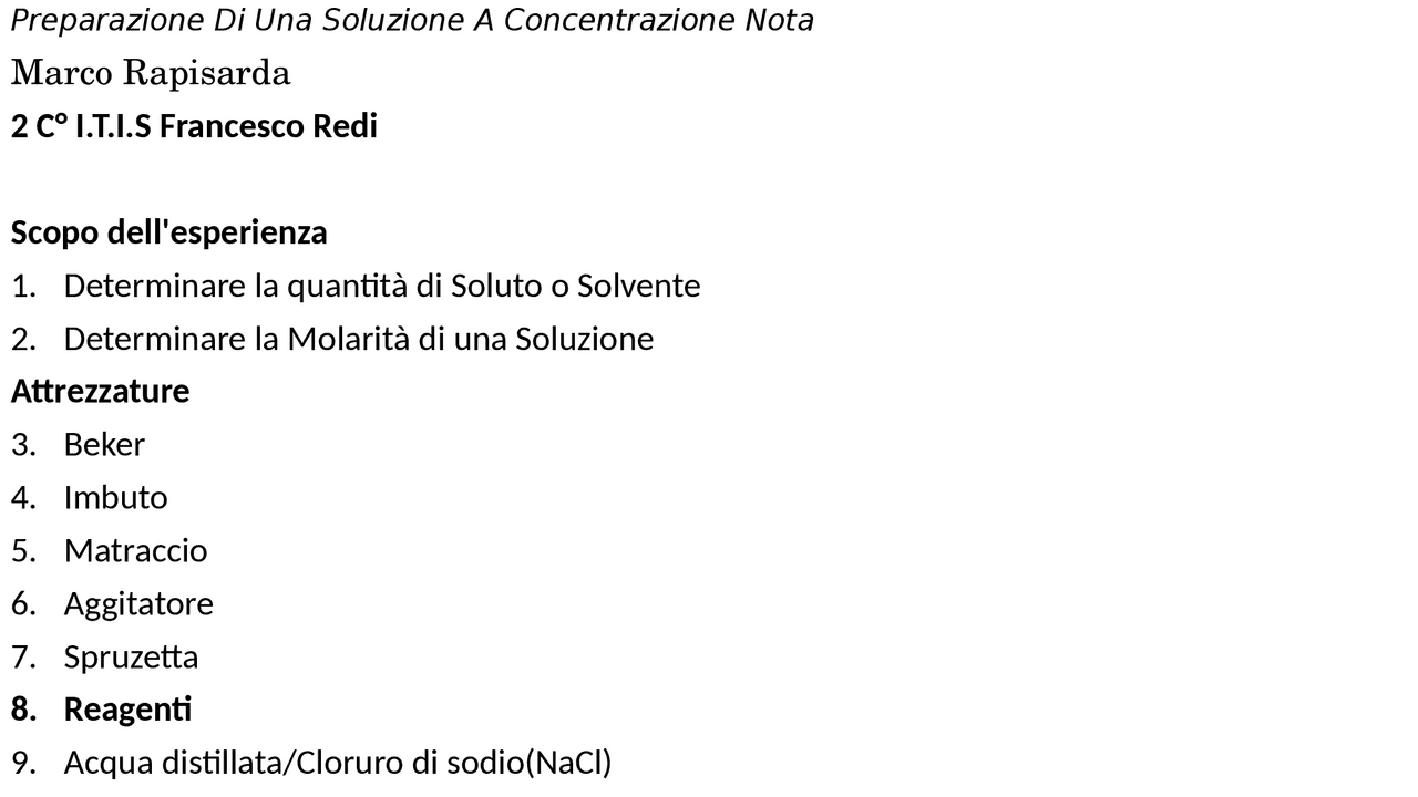 Preparazione Di Una Soluzione Docsity