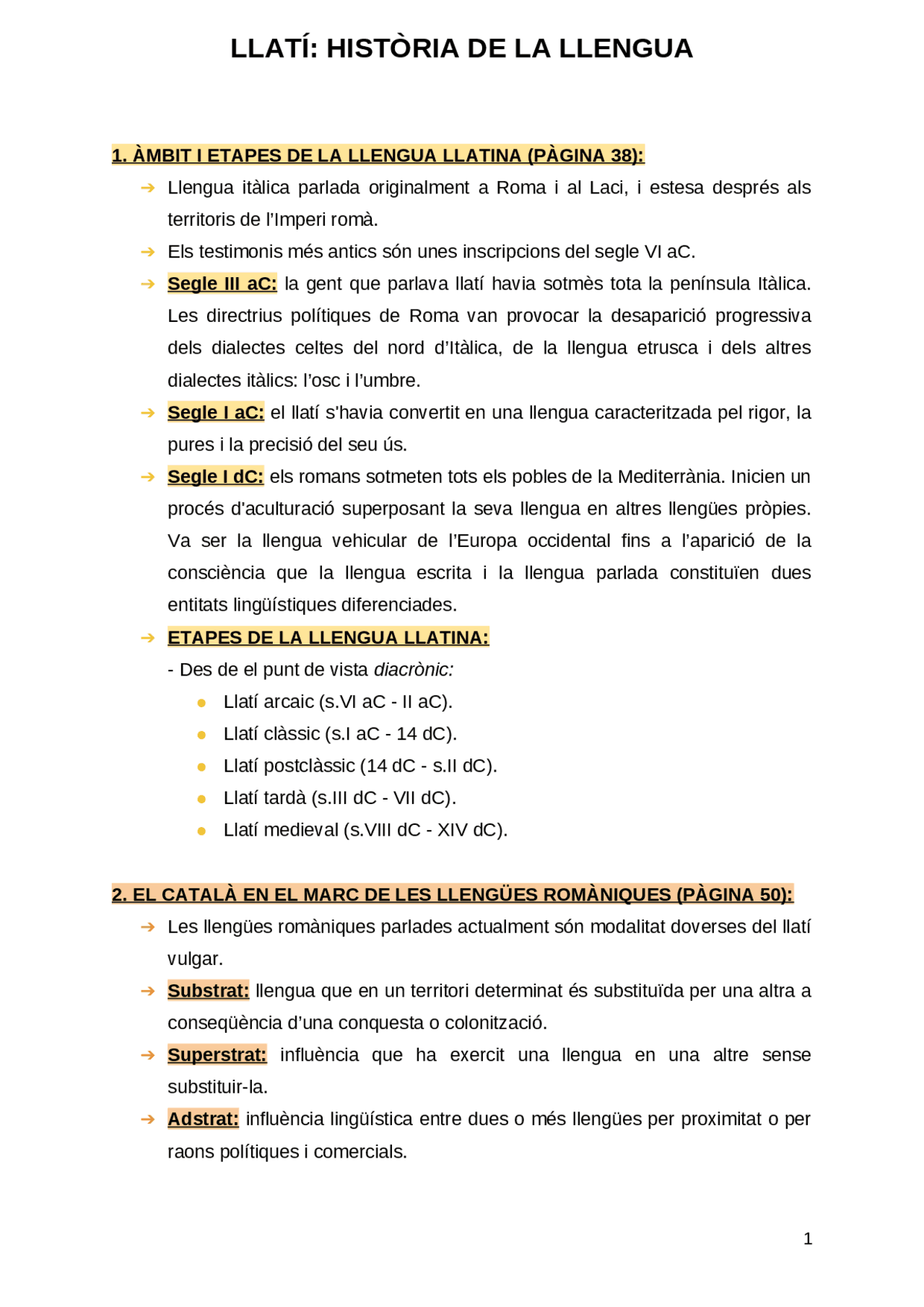 Llatí Història De La Llengua Resúmenes De Latín Docsity