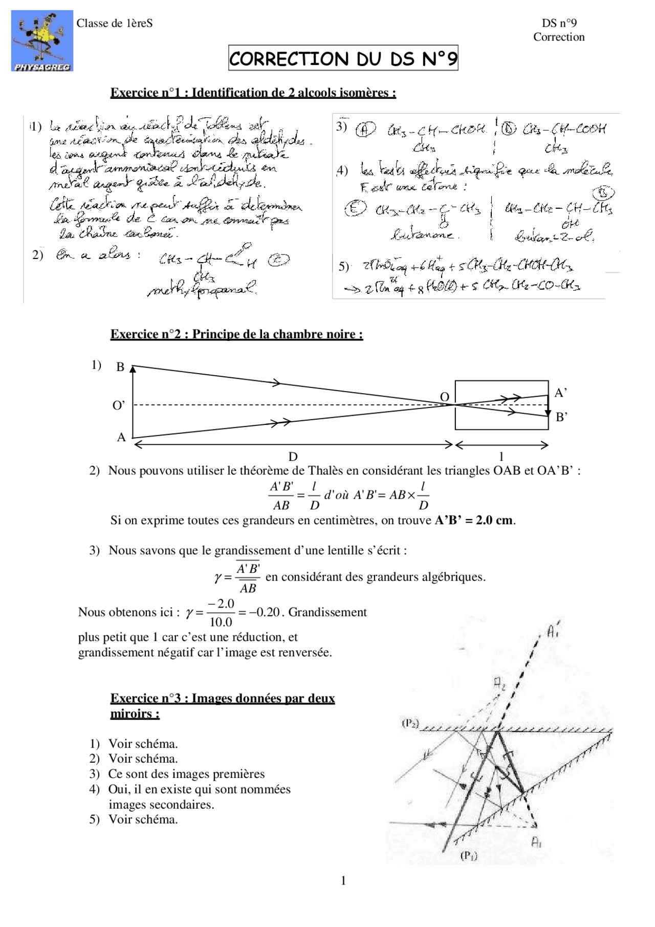 Correction Du Ds N°9 Docsity