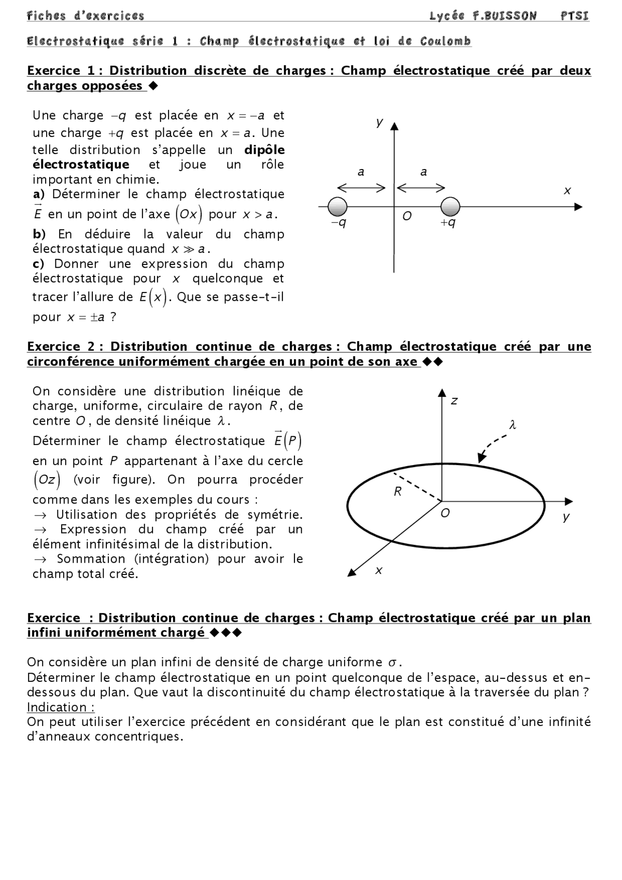 ELECTROSTATIQUE série1 - Docsity