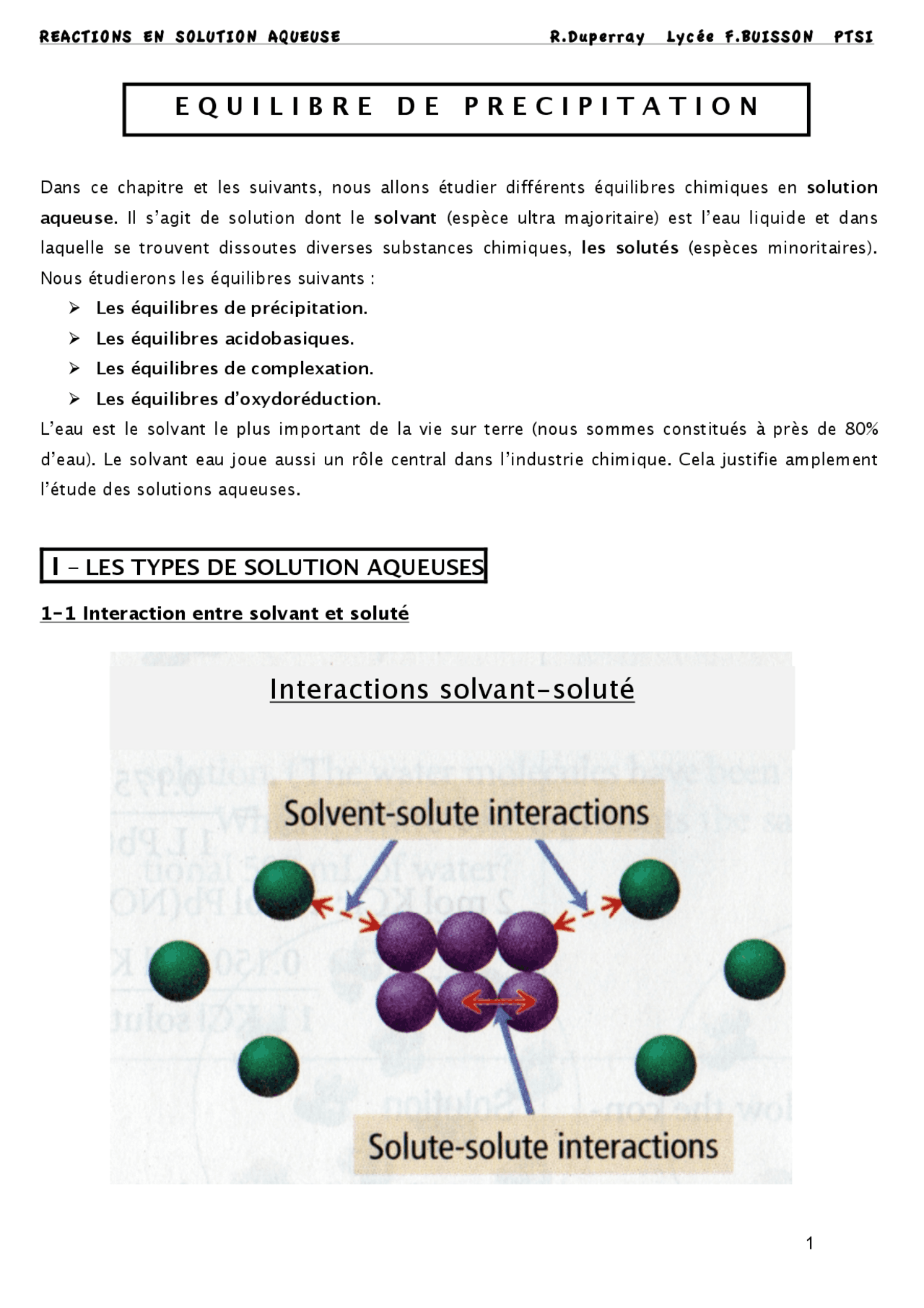 Interactions solvant-soluté - Docsity