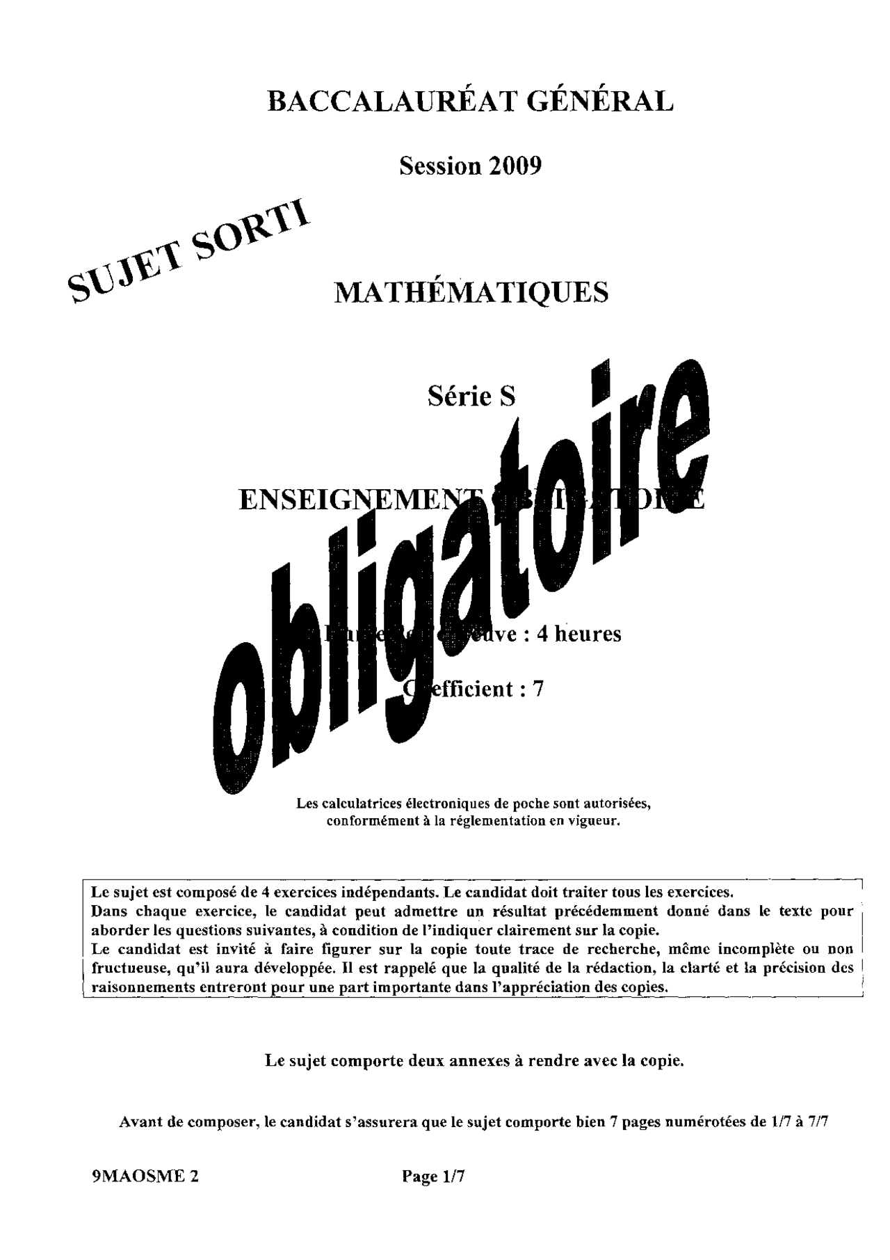 Baccalauréat Général Dissertation Mathématiques Docsity