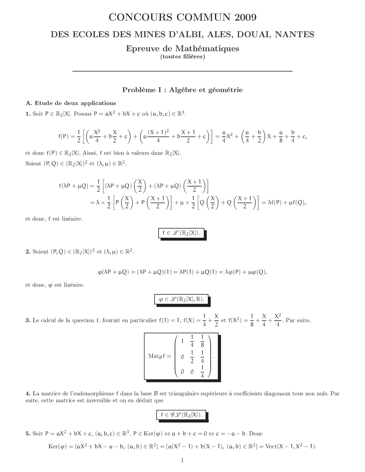 Concours Commun 2009 Dissertation Mathématiques Docsity