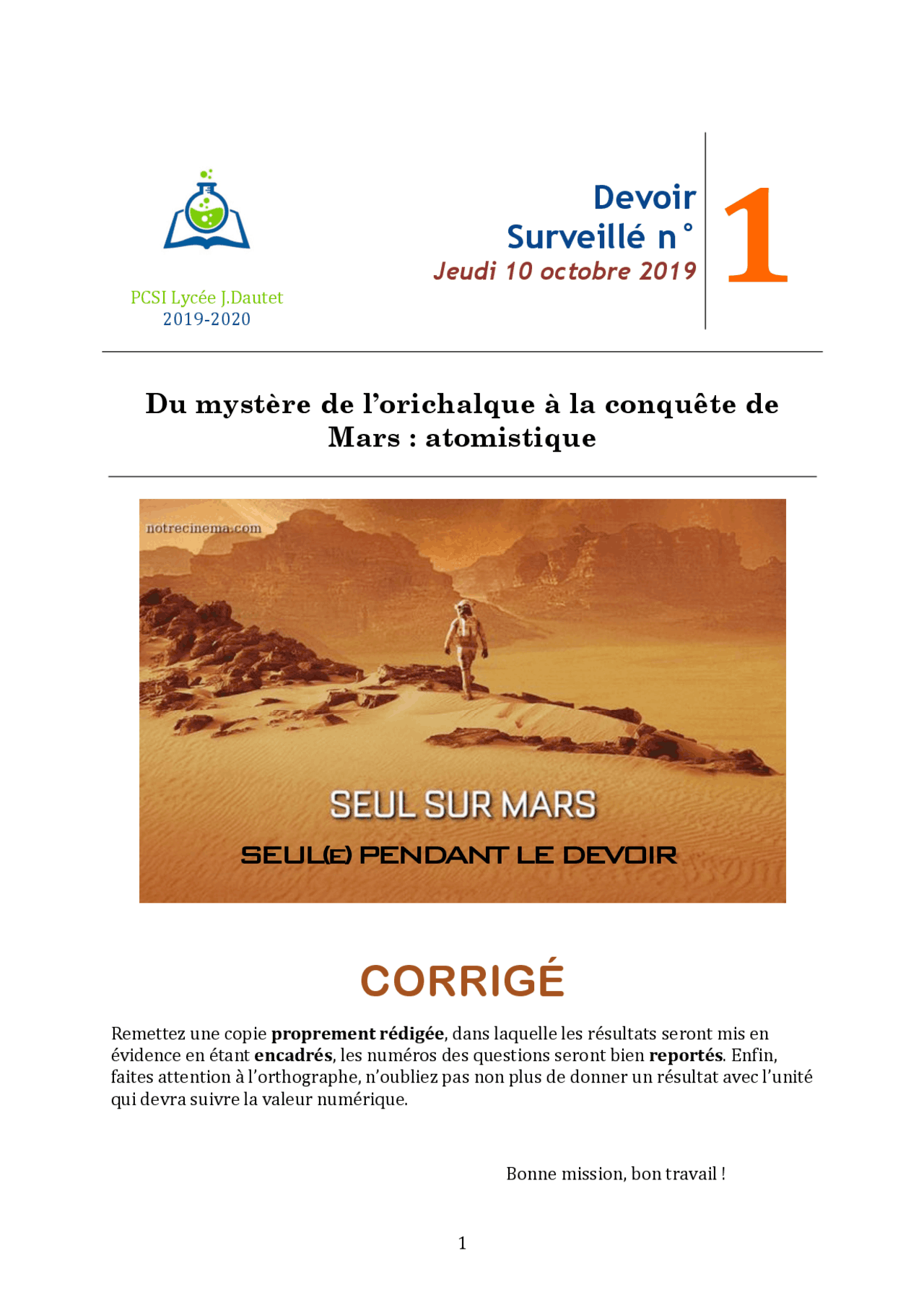 Devoir Surveillé n - Docsity