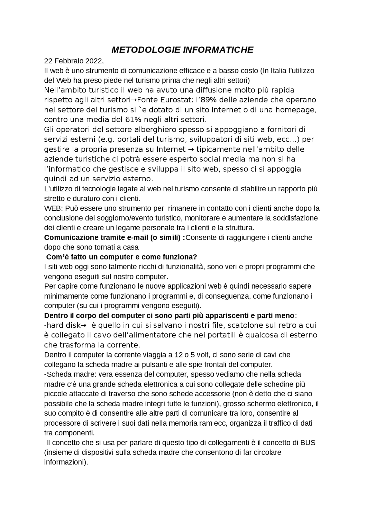 Appunti Metodologie Informatiche Docsity