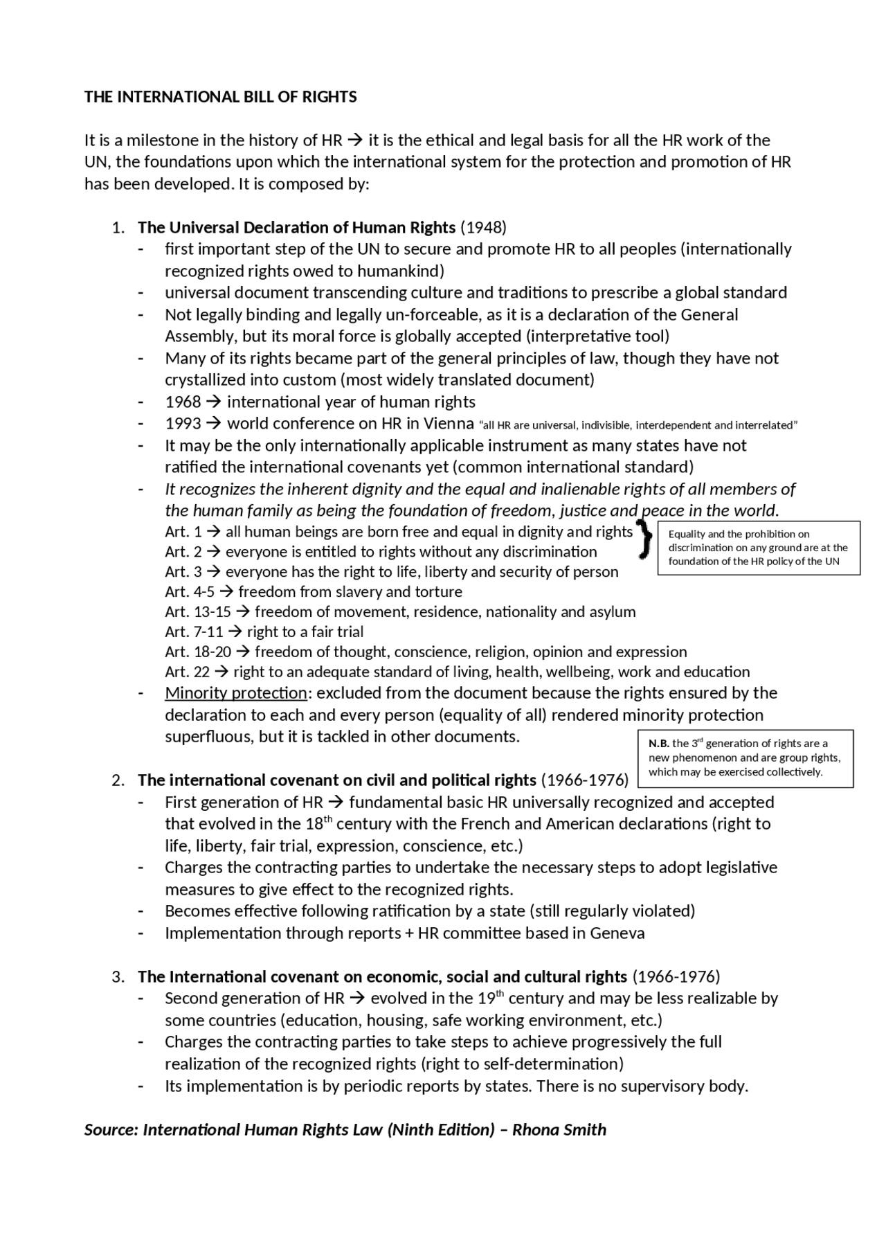 THE INTERNATIONAL BILL OF RIGHTS - Docsity