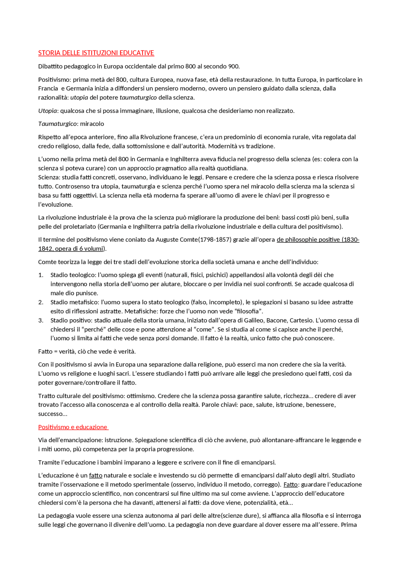 Storia Delle Istituzioni Educative Docsity