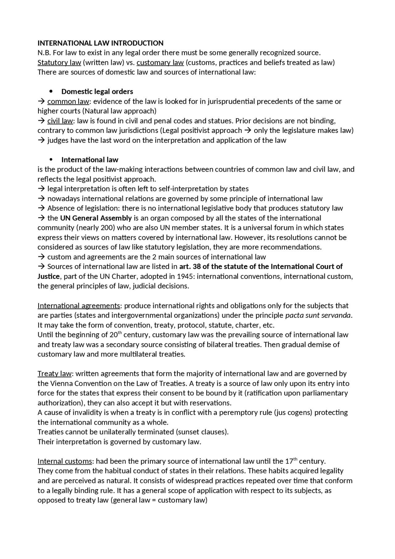 International Law Introduction Docsity