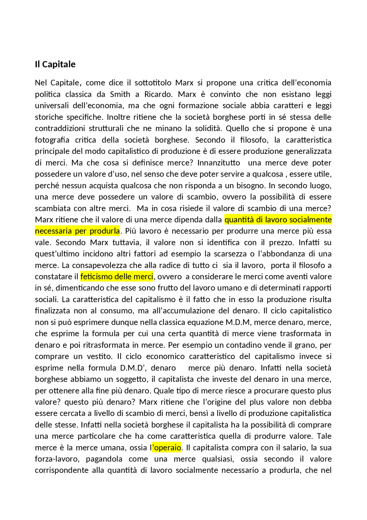 Marx Appunti Vita Ecc Docsity