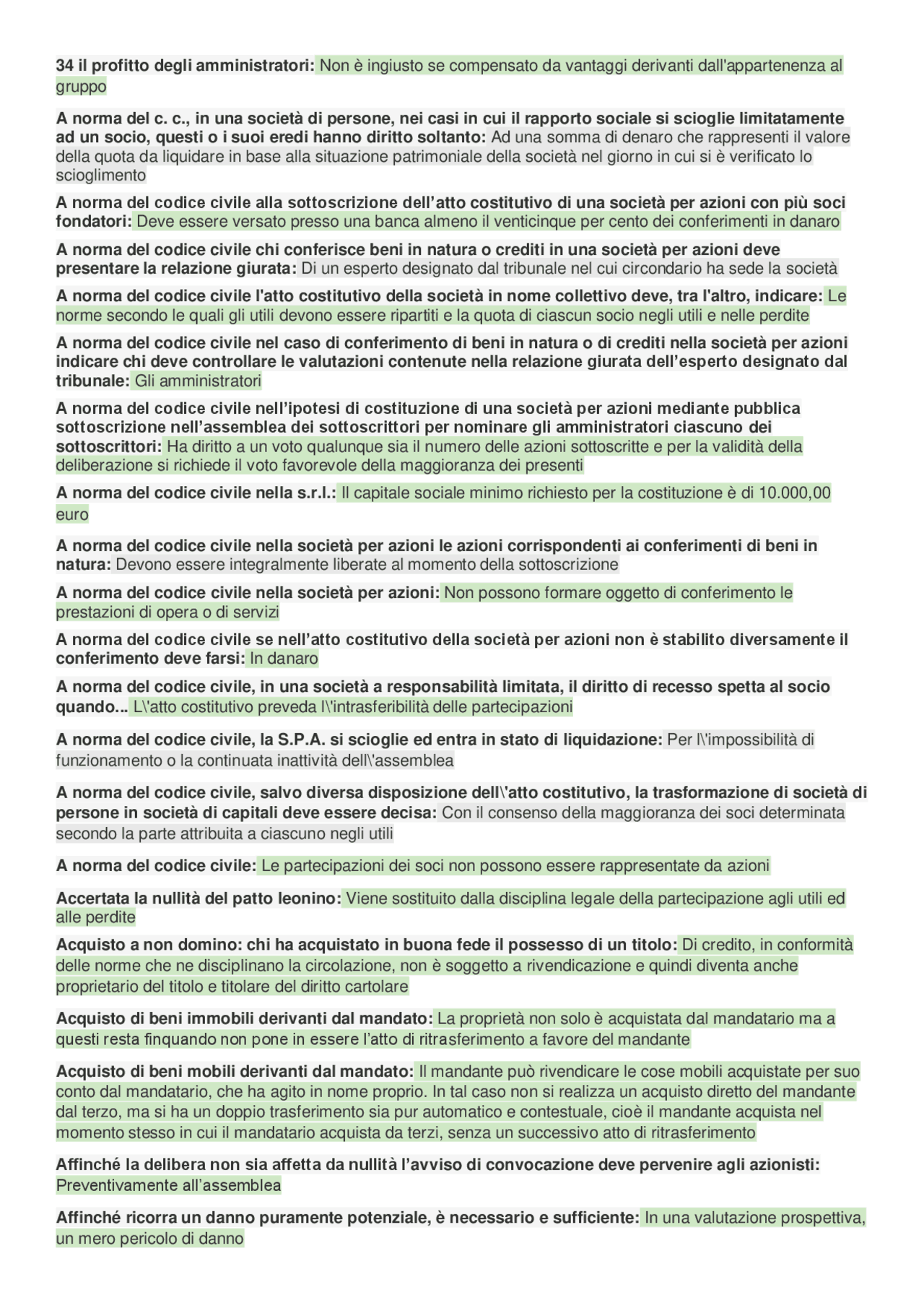 Diritto Commerciale Unipegaso Docsity