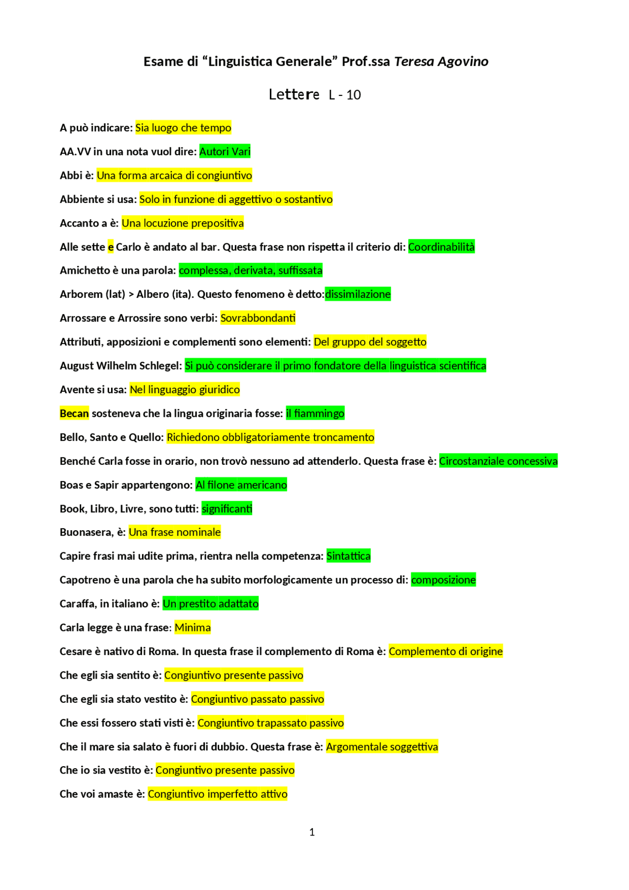 Linguistica Generalepaniere Completoprofssa Agovino Docsity