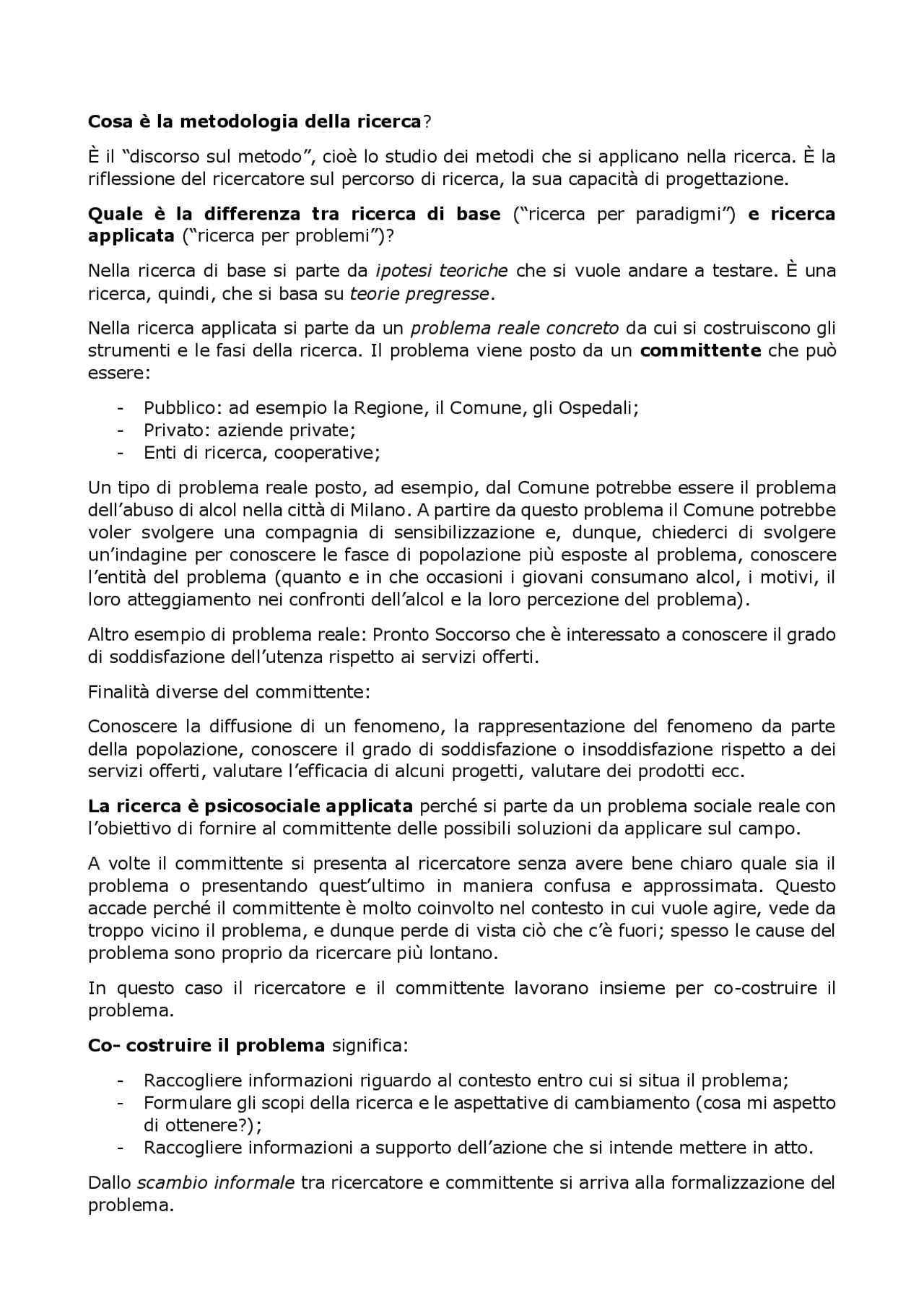 Metodi E Tecniche Dellintervista E Del Questionario Sbobinature Di