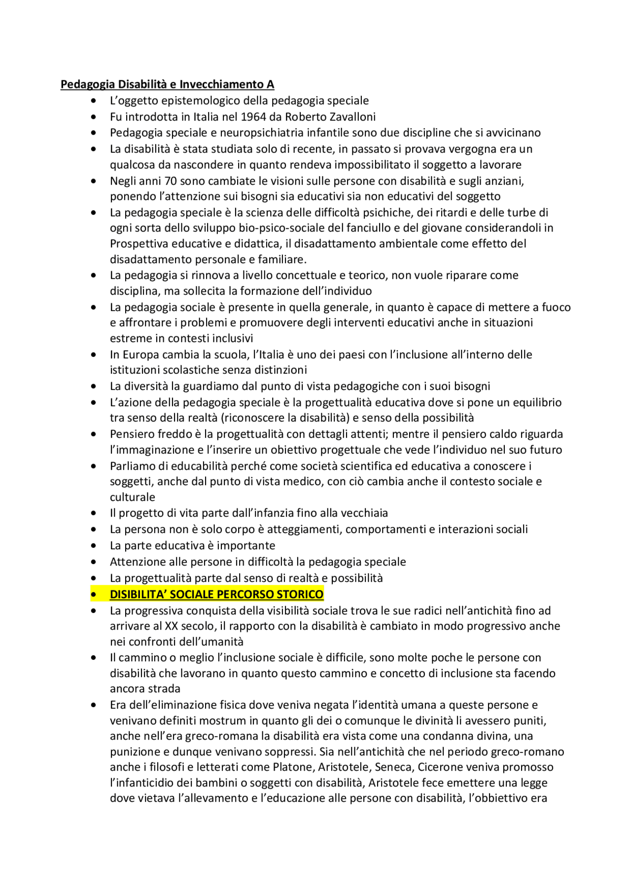 Parte A Pedagogia Disabilità E Invecchiamento Docsity
