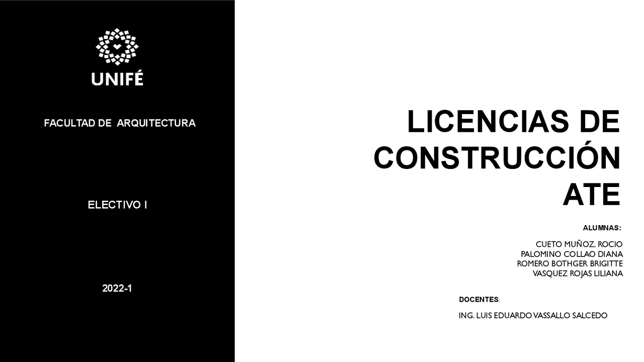 LICENCIAS DE CONSTRUCCION | Diapositivas de Arquitectura | Docsity