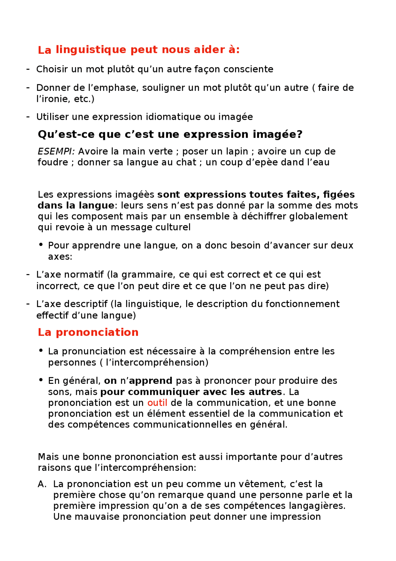 Esame Lingua Francese 1 Docsity