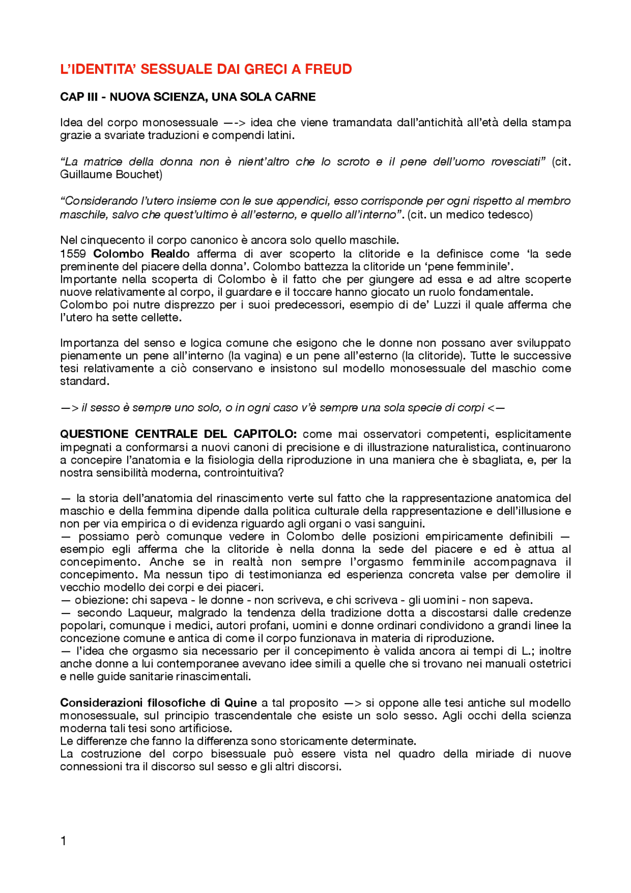 Riassunto Laqueur Lidentità Sessuale Dai Greci A Freud Docsity