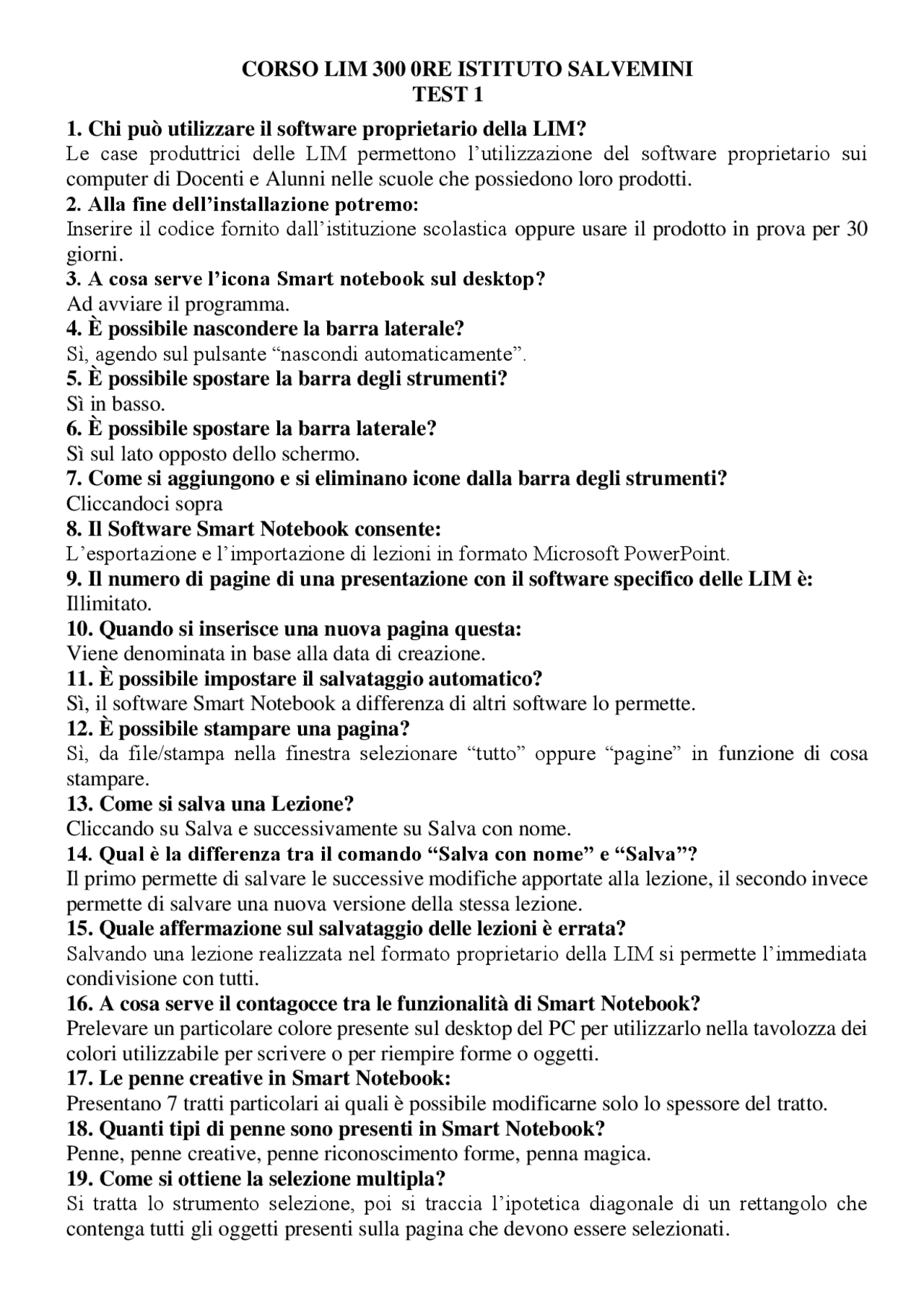 Corso LIM Istituto Salvemini - Docsity