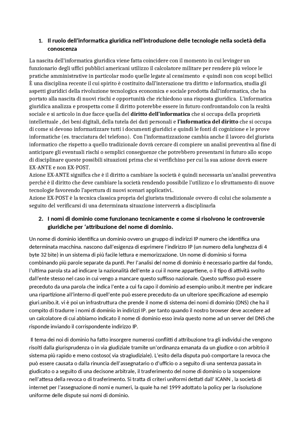 Domande Esame Informatica Giuridica Schemi E Mappe Concettuali Di