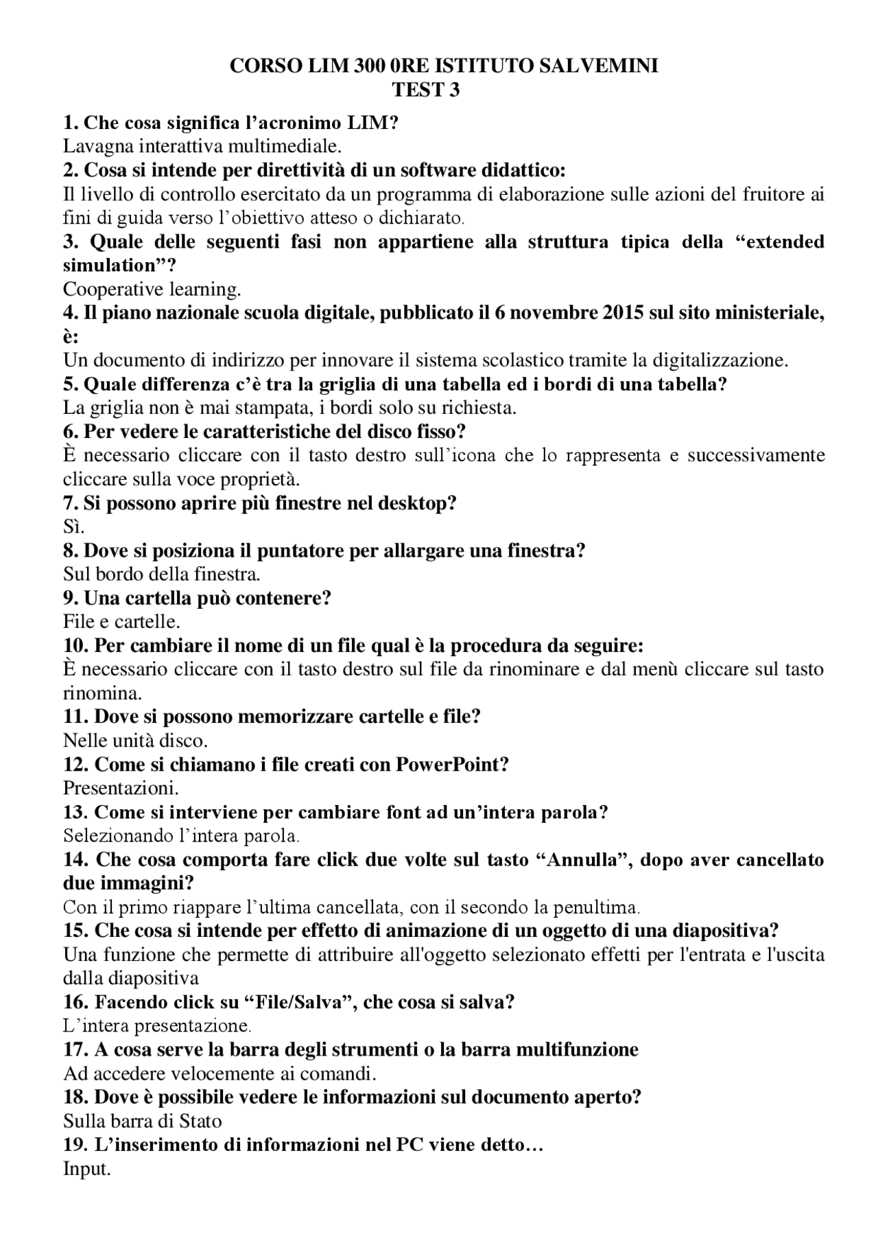 Corso LIM Istituto Salvemini - Docsity