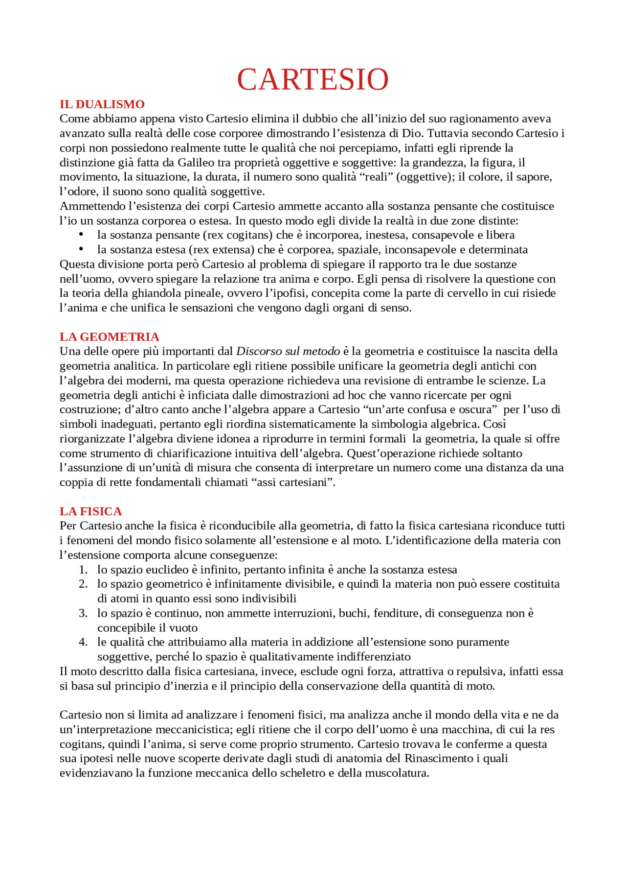Appunti Cartesio computer - Docsity