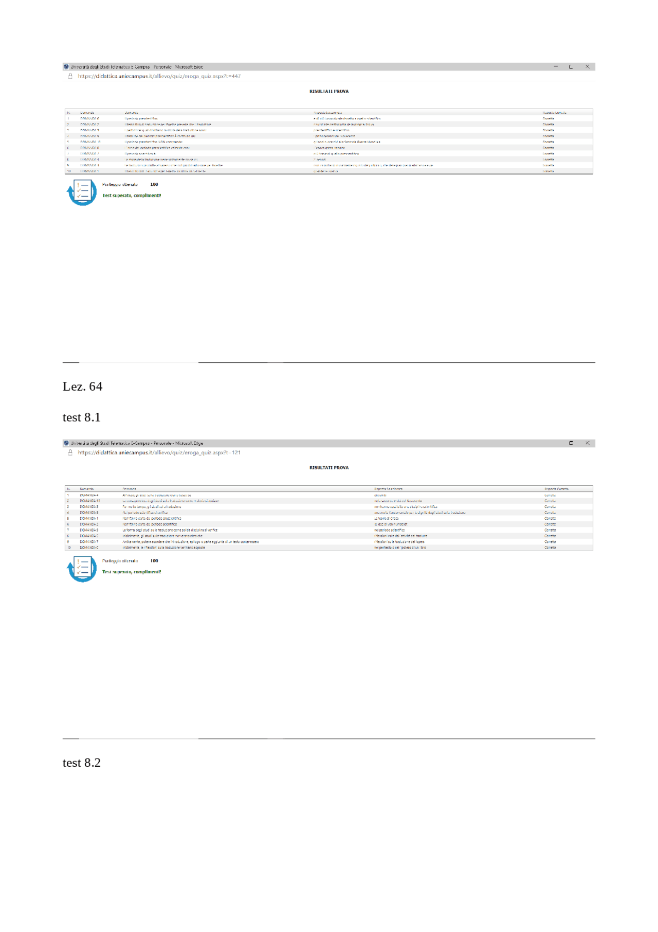 Test Di Autovalutazione Docsity