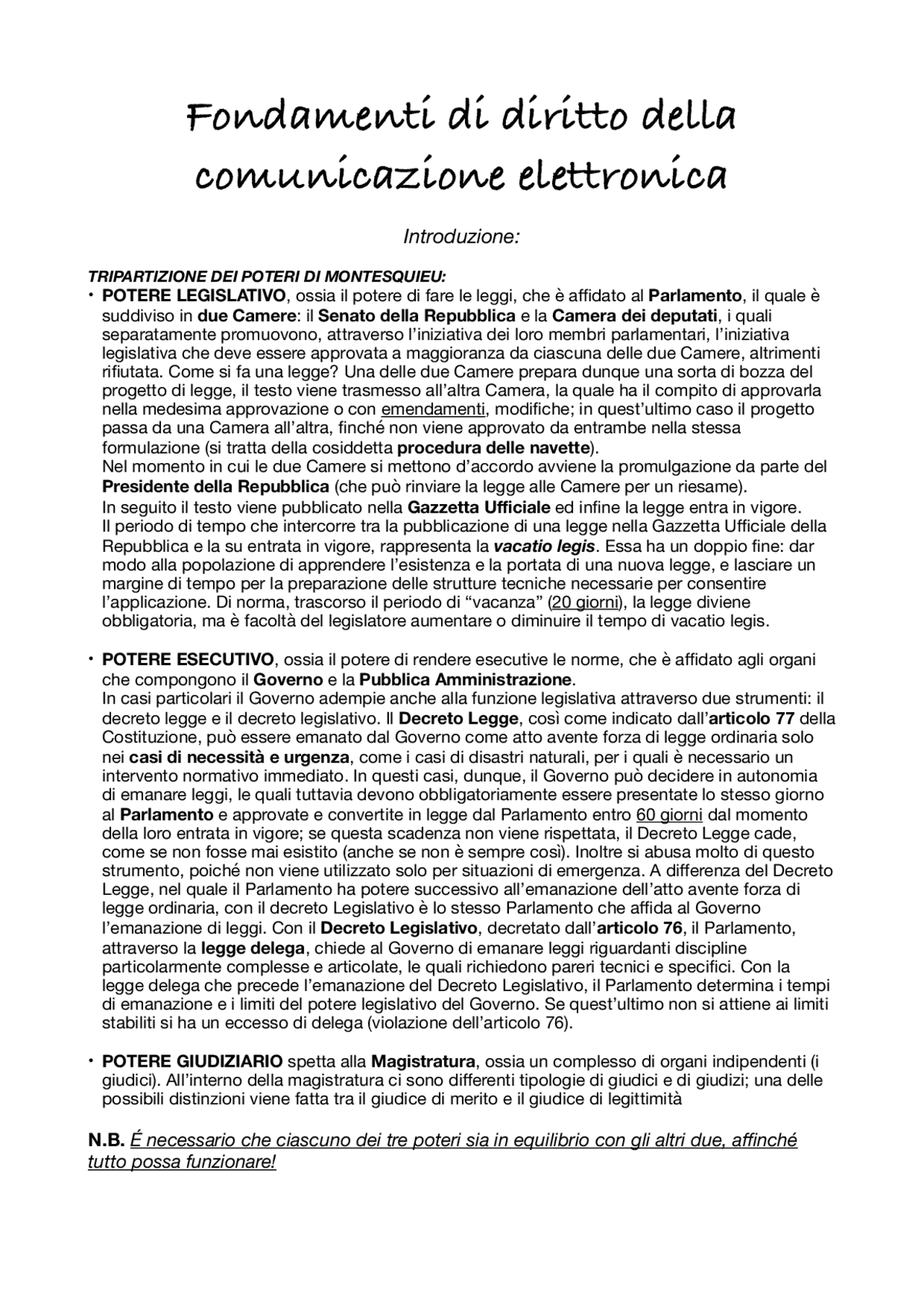 Fondamenti Di Diritto Della Comunicazione Elettronica Docsity