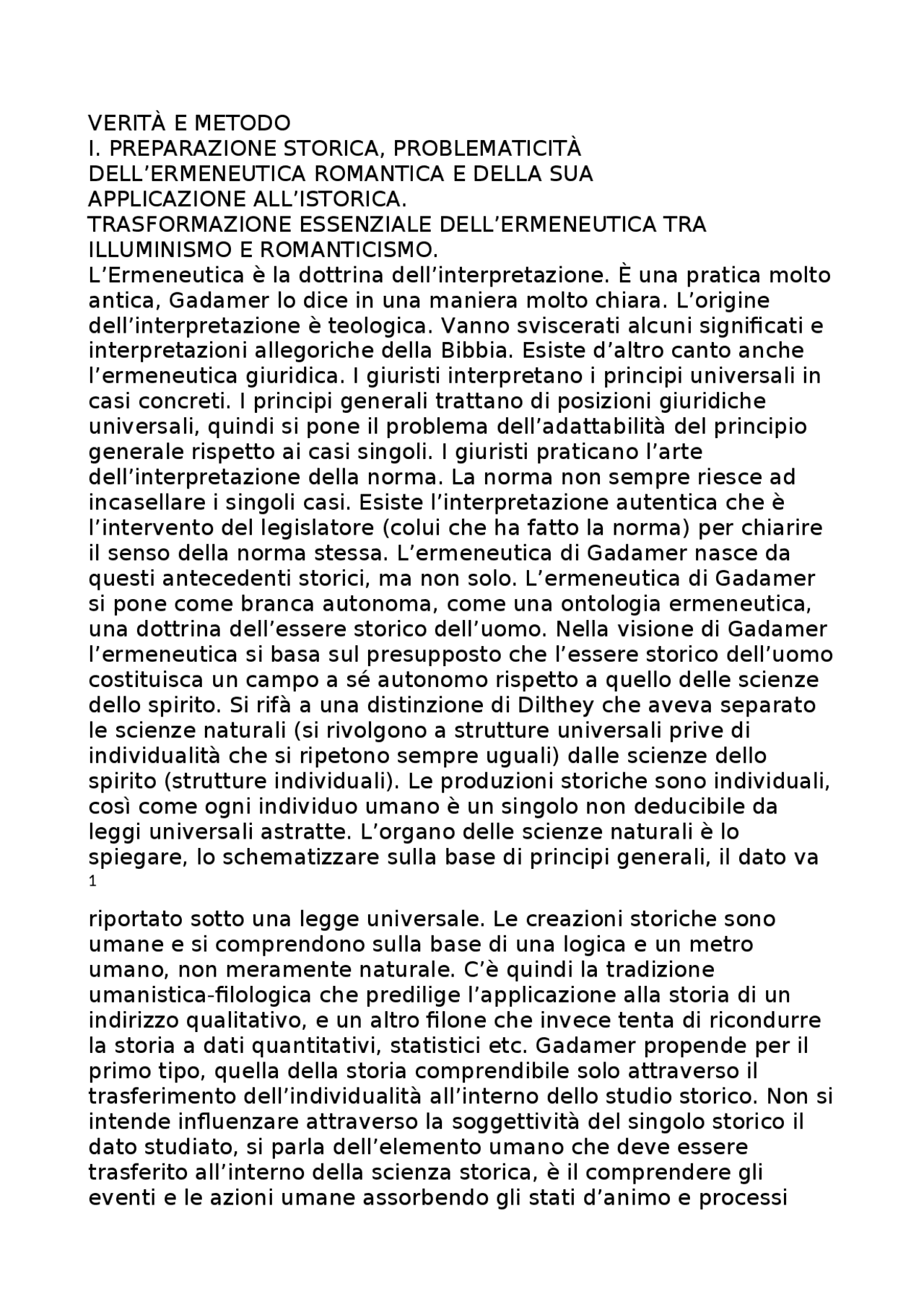 Verità E Metodo Gadamer Docsity