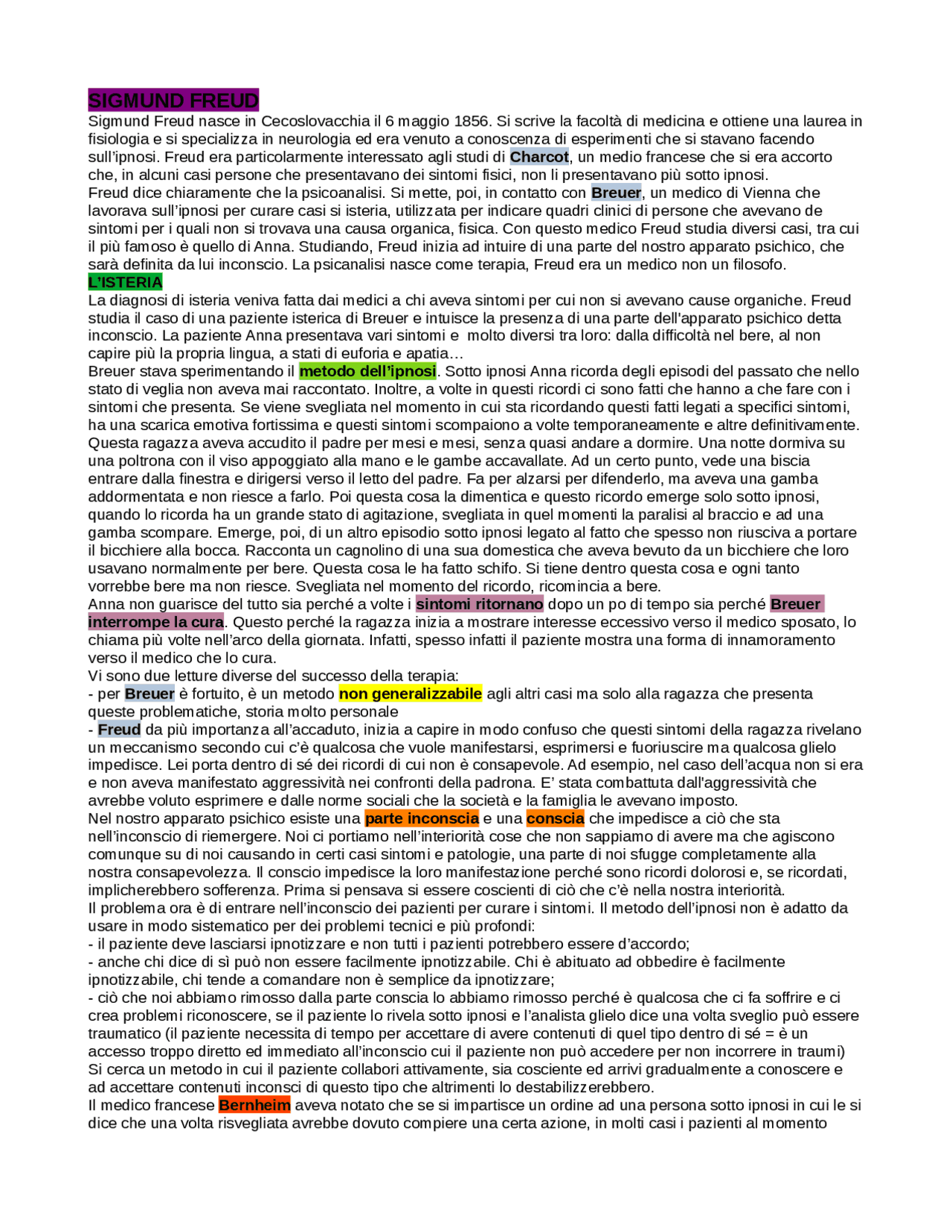 Sigmund Freud Psicanalisi Docsity