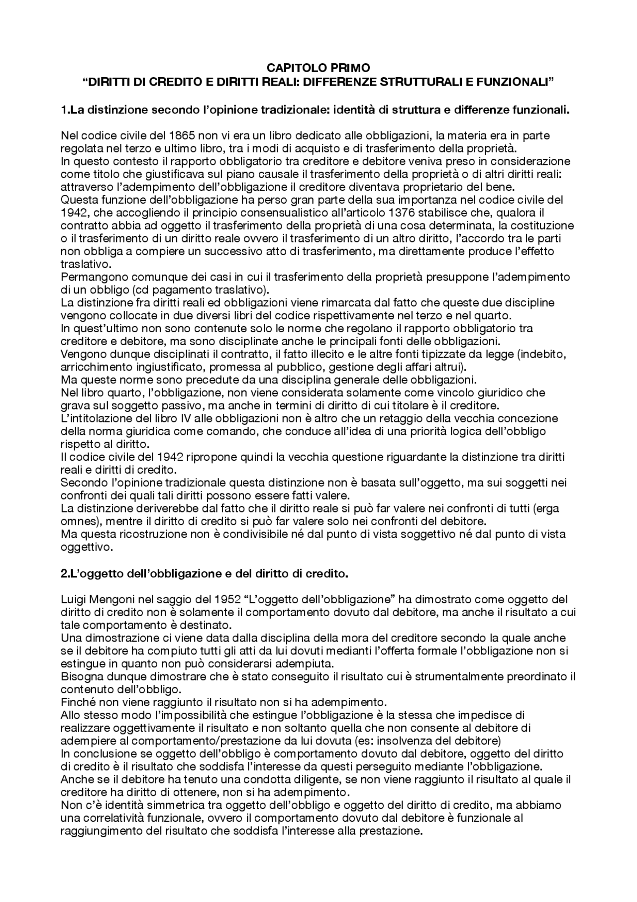 Riassunto Completo E Chiaro Del Capitolo 1 Di Diritto Civile Docsity